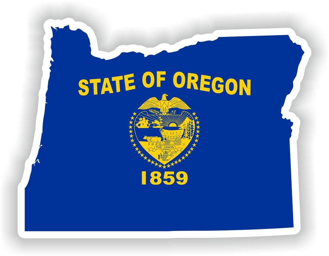 Oregon Map Sticker Flag for Laptop Book Fridge Guitar Motorcycle Helmet ...