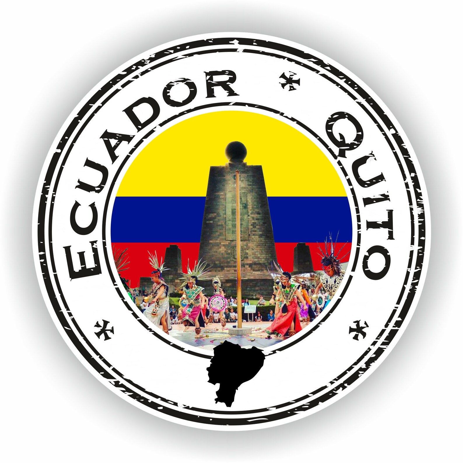Ecuador Quito La Mitad Del Mundo Seal Sticker Round Flag for Laptop ...