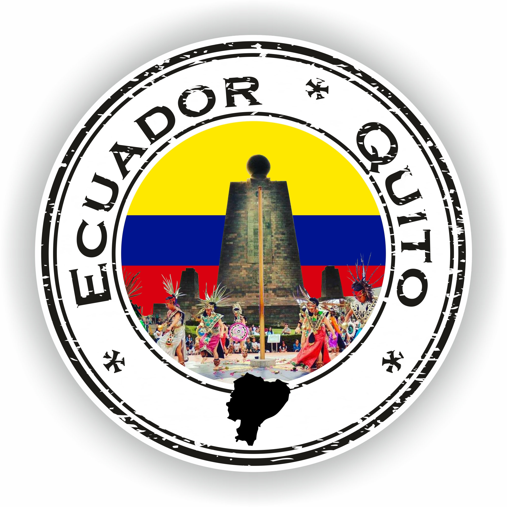 Ecuador Quito La Mitad Del Mundo Seal Sticker Round Flag for Laptop ...