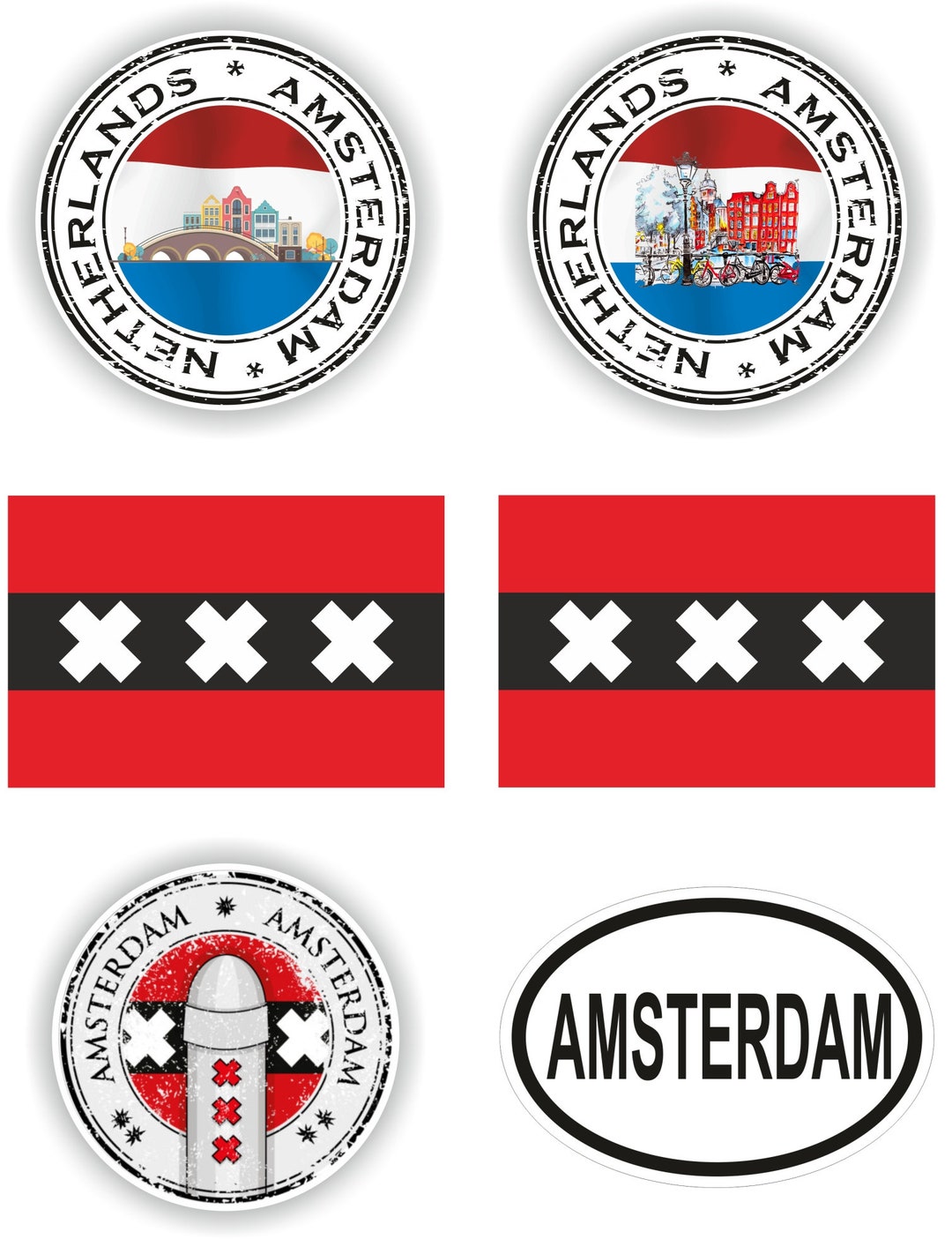 Amsterdam Set of Stickers for Laptop Book Water Bottle Fridge Guitar ...