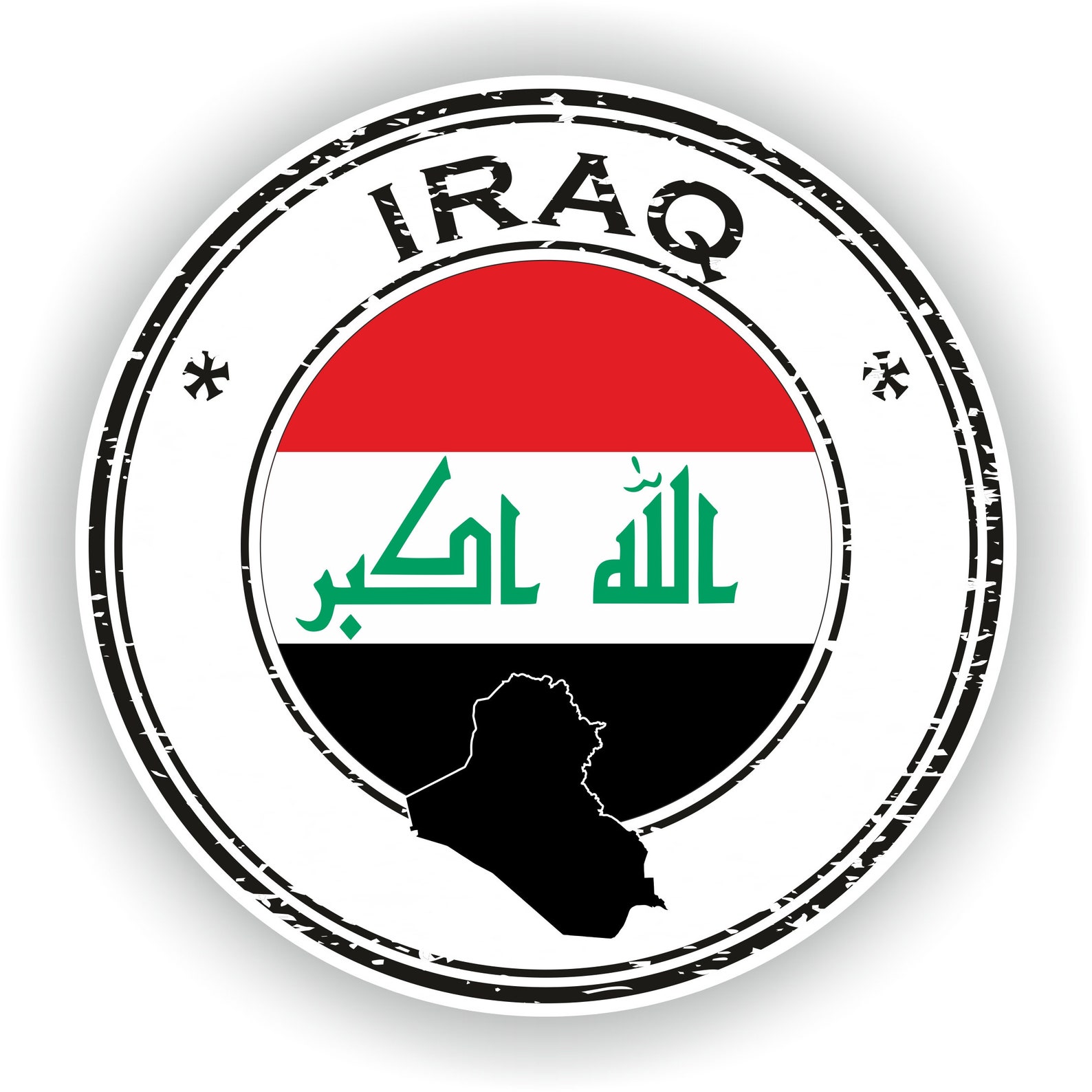 Iraq Seal Sticker Round Flag for Laptop Book Fridge Guitar Motorcycle ...