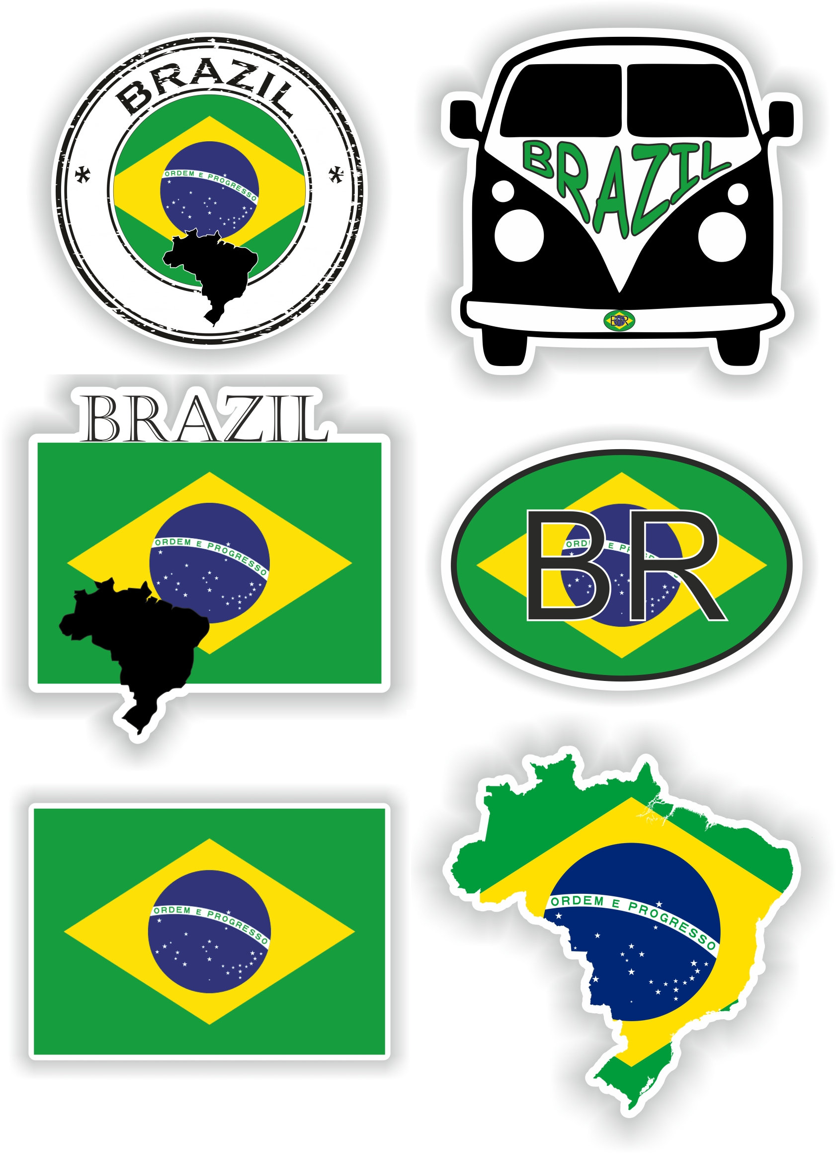 Brazil Set of Stickers for Laptop Book Water Bottle Fridge Guitar ...