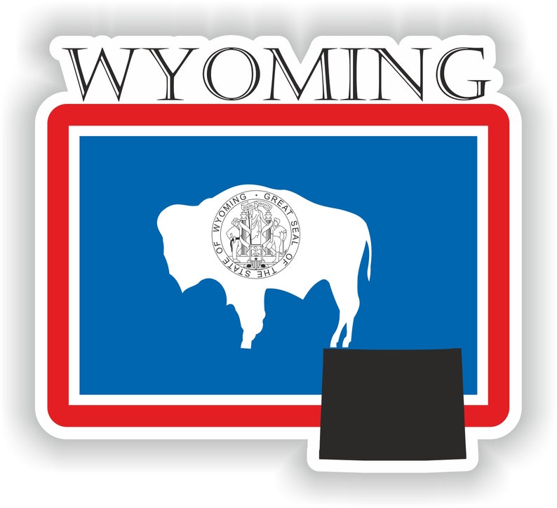 Wyoming Sticker Flag Mf For Laptop Book Fridge Guitar Etsy