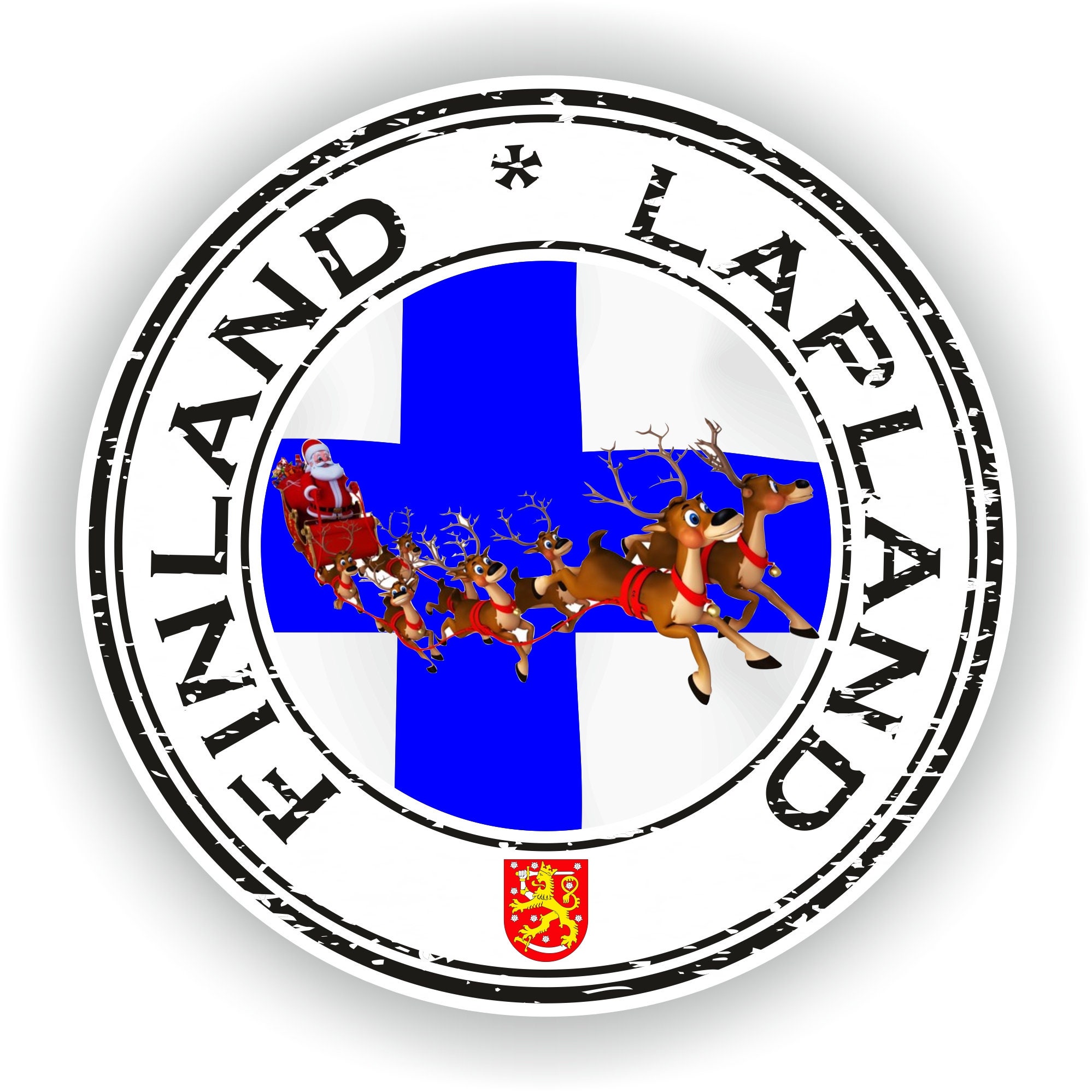 Finland Lapland Seal Sticker Round Flag for Laptop Book Fridge Guitar ...