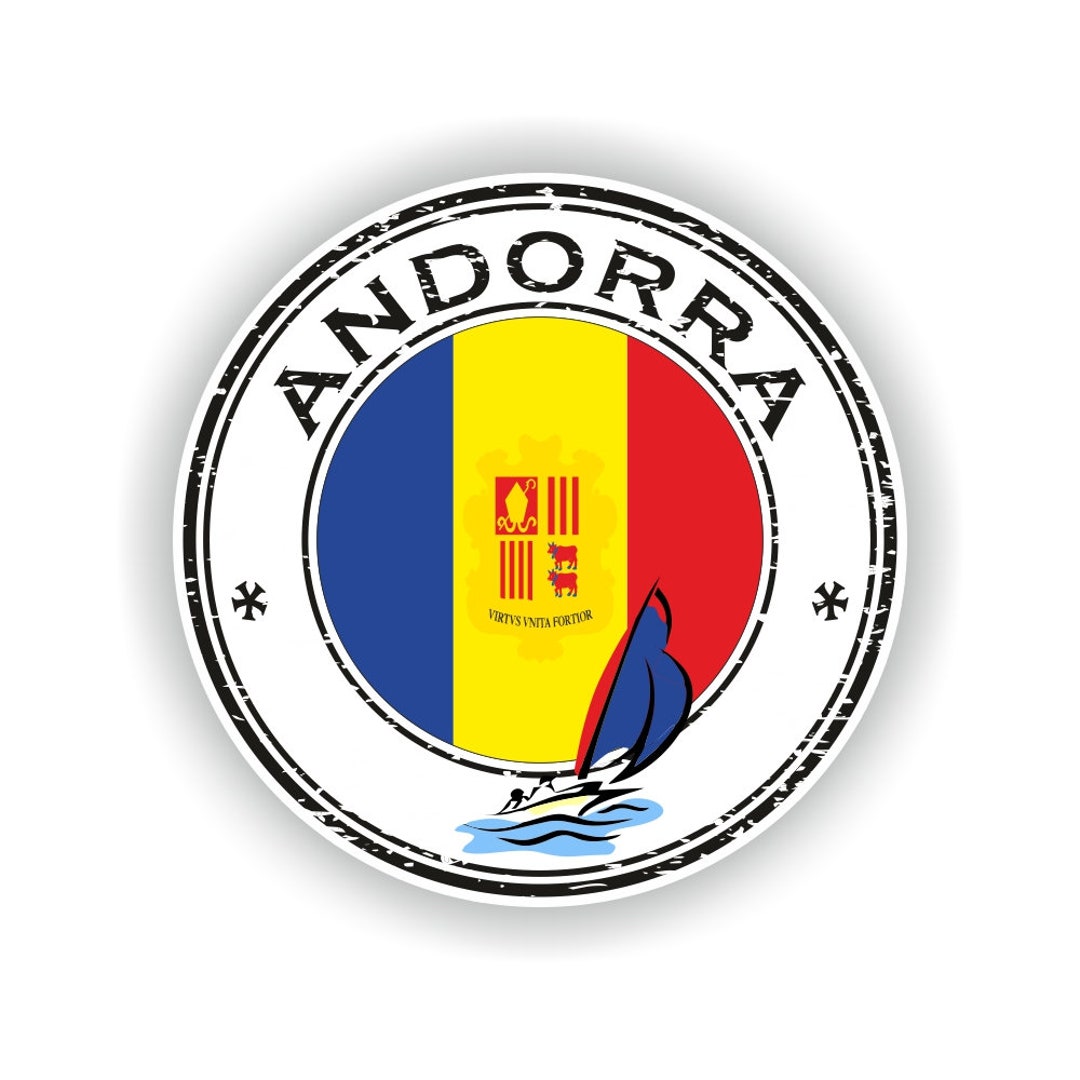 Andorra Seal Sticker Round Flag for Laptop Book Fridge Guitar Motorcycle Helmet Toolbox Door PC ...