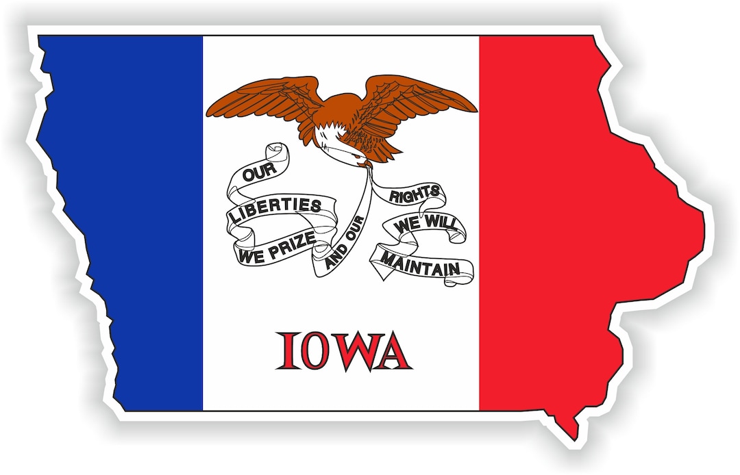 Iowa Map Flag Silhouette Sticker for Laptop Book Fridge Guitar ...
