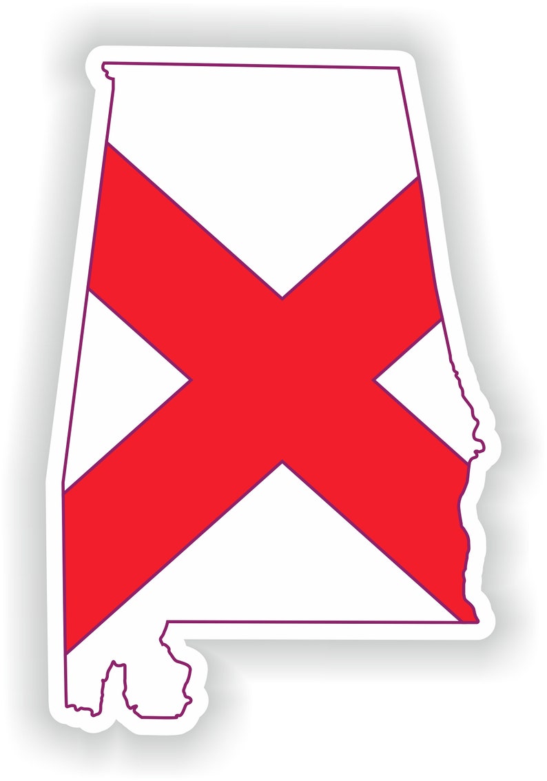 Alabama Map Flag Silhouette Sticker For Laptop Book Fridge Guitar