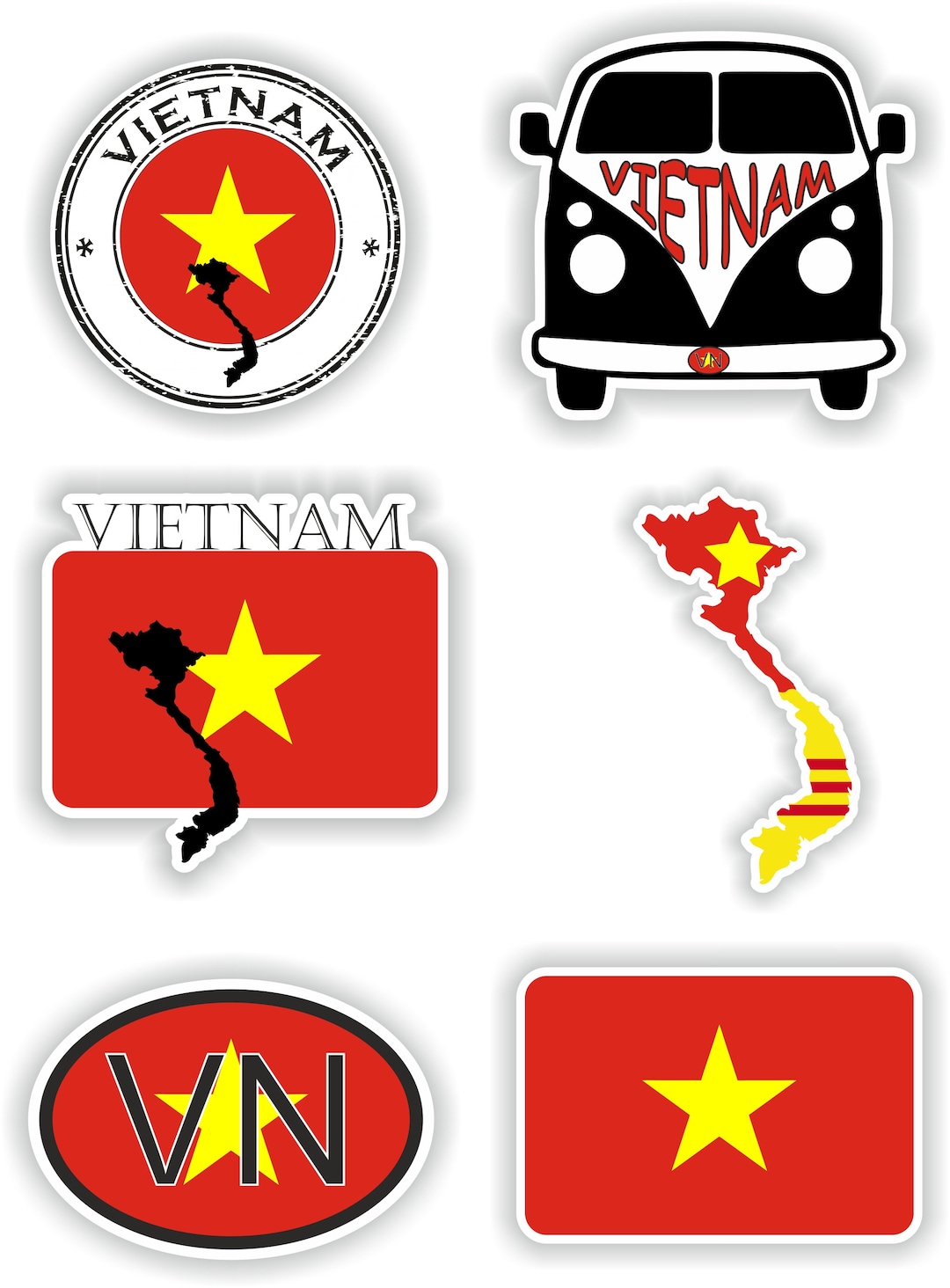 Vietnam Set of Stickers for Laptop Book Water Bottle Fridge Guitar ...