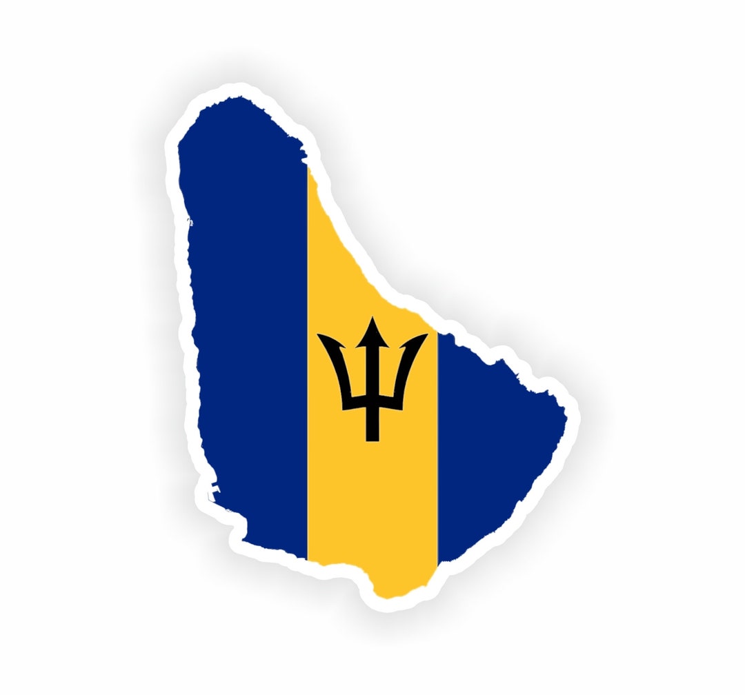 Barbados Map Flag Silhouette Sticker For Laptop Book Fridge Guitar