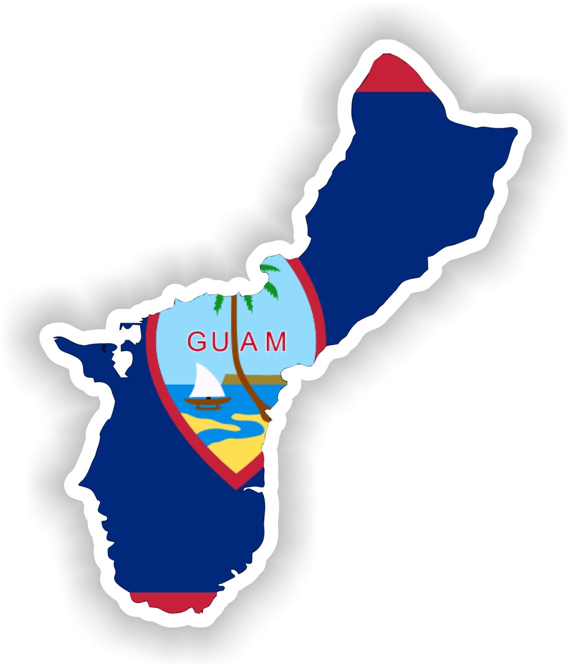 Guam Map Sticker Flag for Laptop Book Fridge Guitar Motorcycle Helmet ...