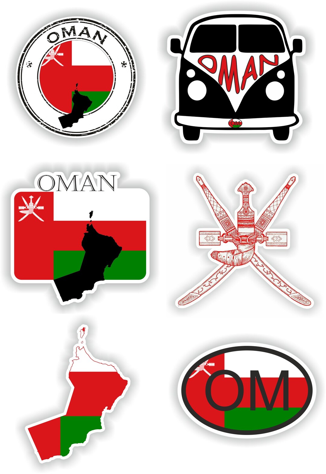 Oman Set of Stickers for Laptop Book Water Bottle Fridge Guitar ...