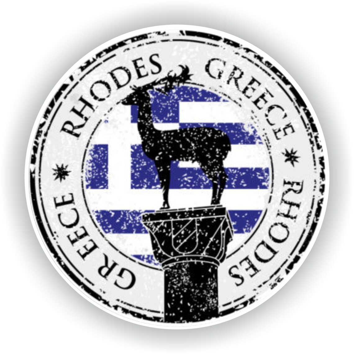 Greece Rhodes Seal Sticker Round Flag for Laptop Book Fridge Guitar ...