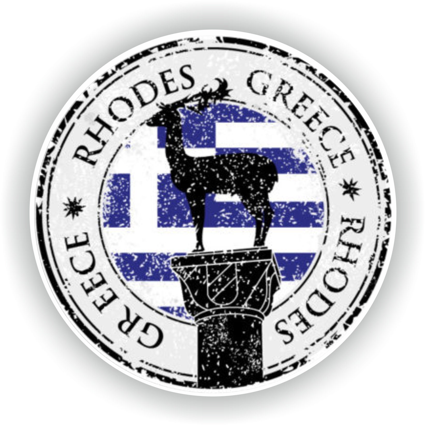 Greece Rhodes Seal Sticker Round Flag for Laptop Book Fridge Guitar ...