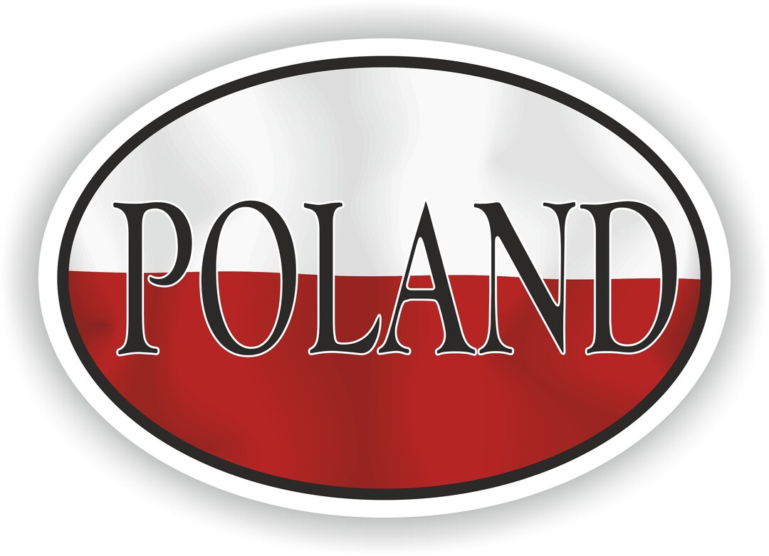 Poland Country Code Oval Sticker With Flag for Bumper Laptop Book ...