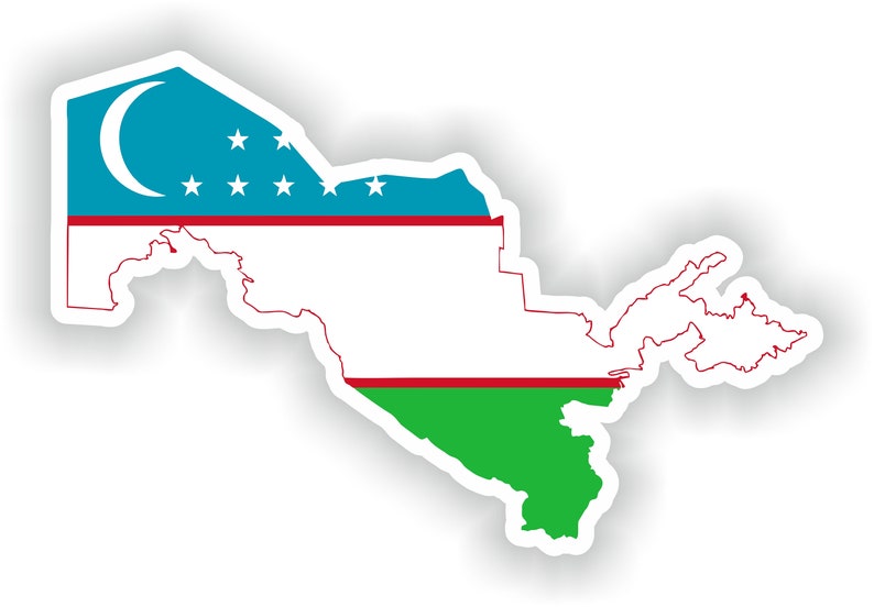 Uzbekistan Map Flag Silhouette Sticker For Laptop Book Fridge Guitar