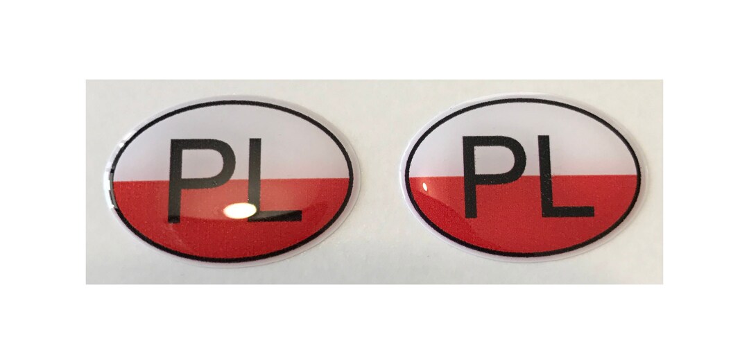 Poland PL Domed Gel (2x) Stickers 0.8" X 1.2" for Laptop Tablet Book ...