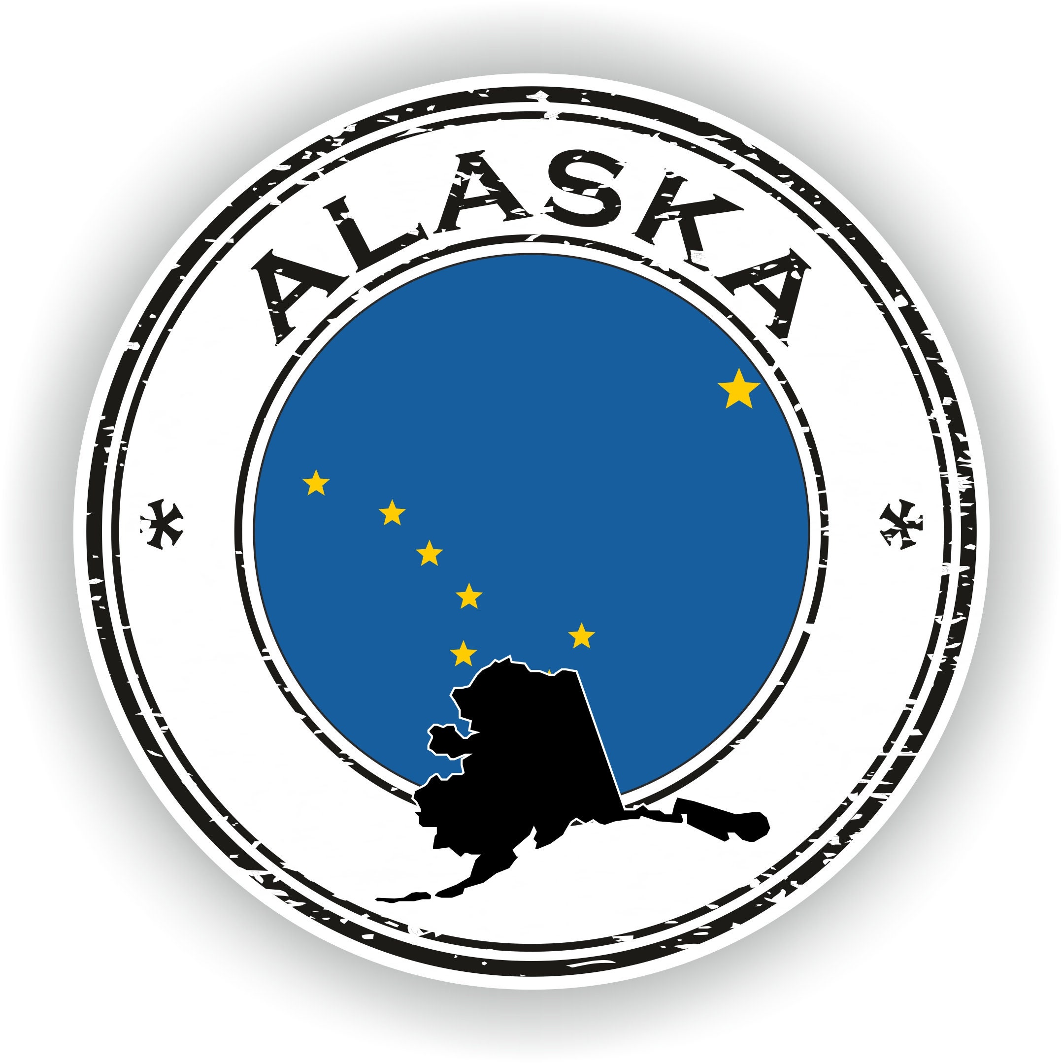 Alaska Seal Sticker Round Flag for Laptop Book Fridge Guitar Motorcycle ...