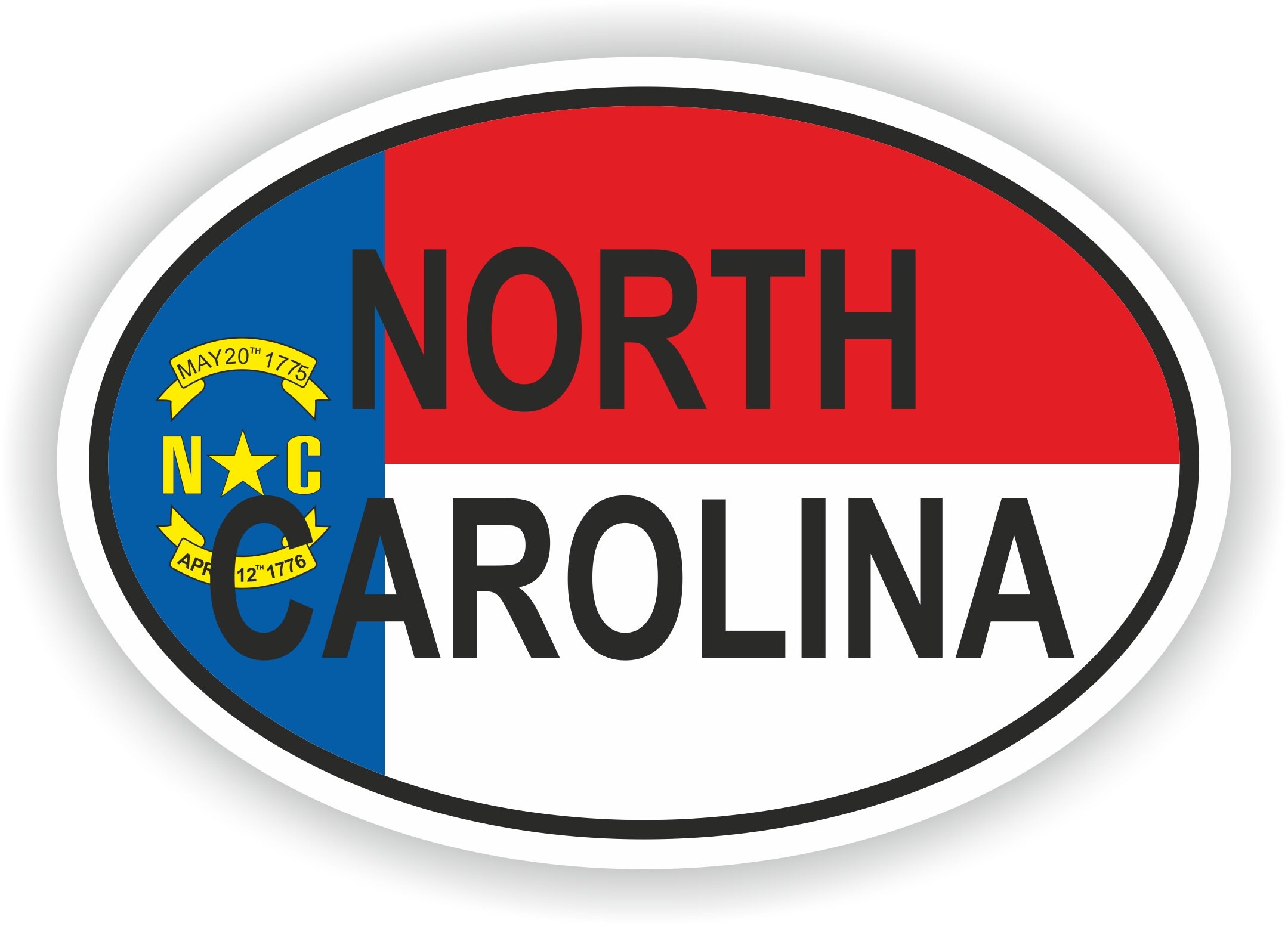 North Carolina Country Code Oval Sticker With Flag for Bumper Laptop ...
