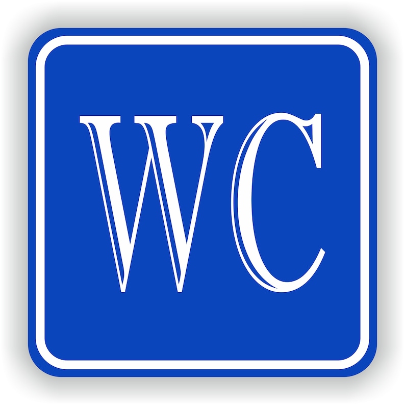 WC Toilet Sign Blue Sticker for Bumper Car Laptop Book Suitcase Fridge ...