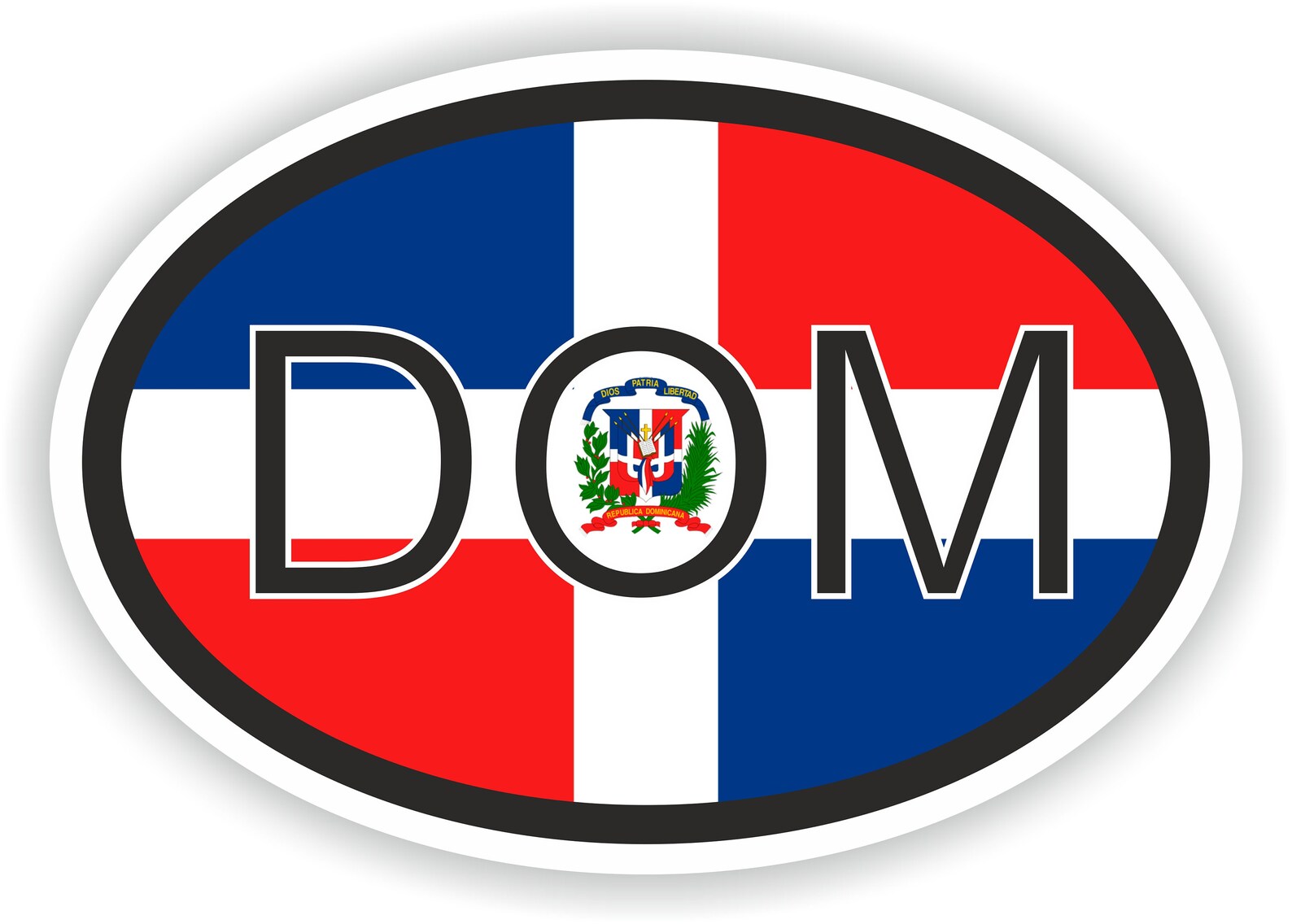Dominican Republic Country Code Oval Sticker With Flag for Bumper ...