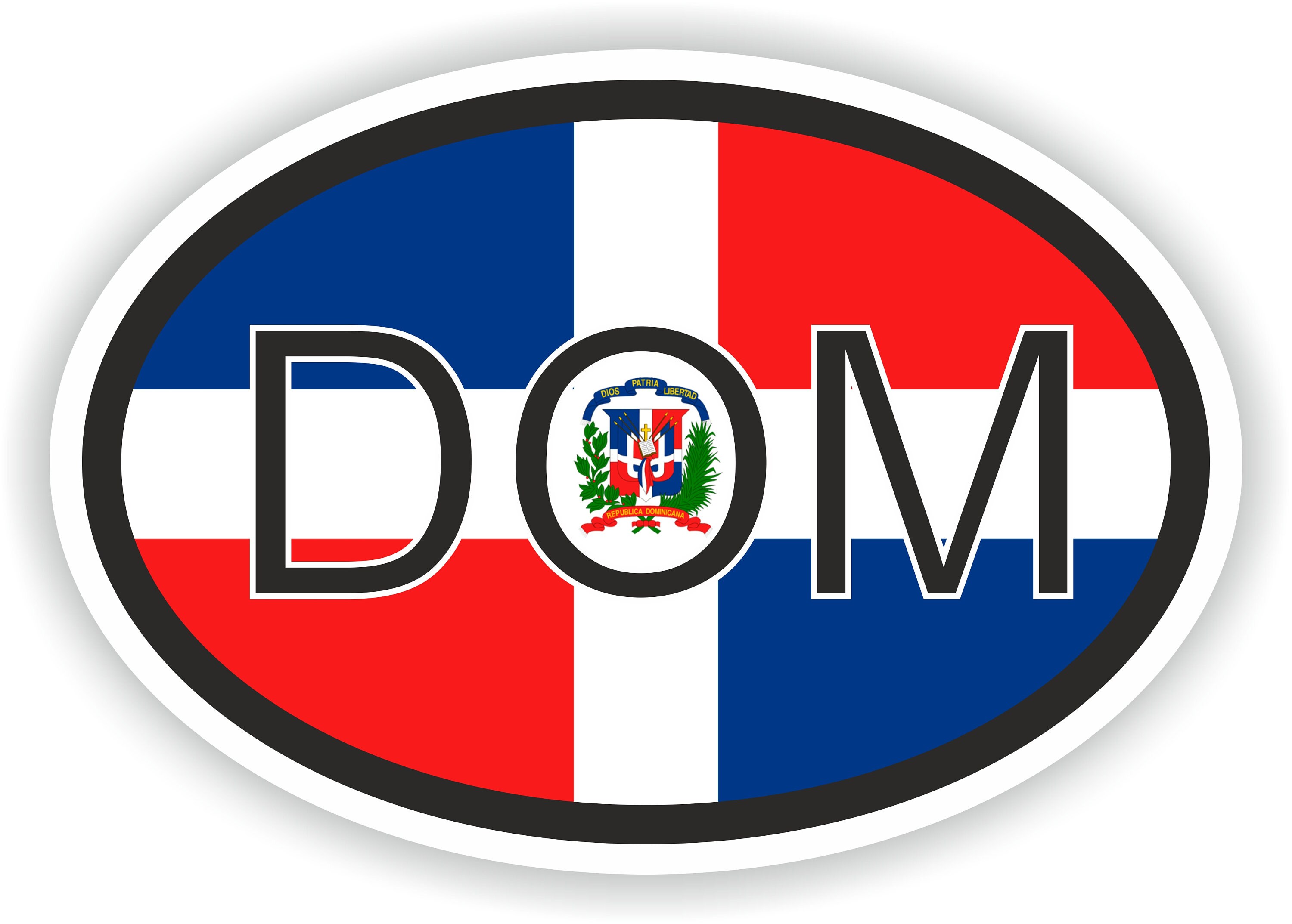 Dominican Republic Country Code Oval Sticker With Flag For Bumper
