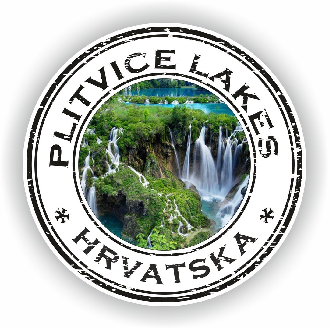 Plitvice Lakes Croatia HRVATSKA Seal Sticker Round Flag for Laptop Book ...