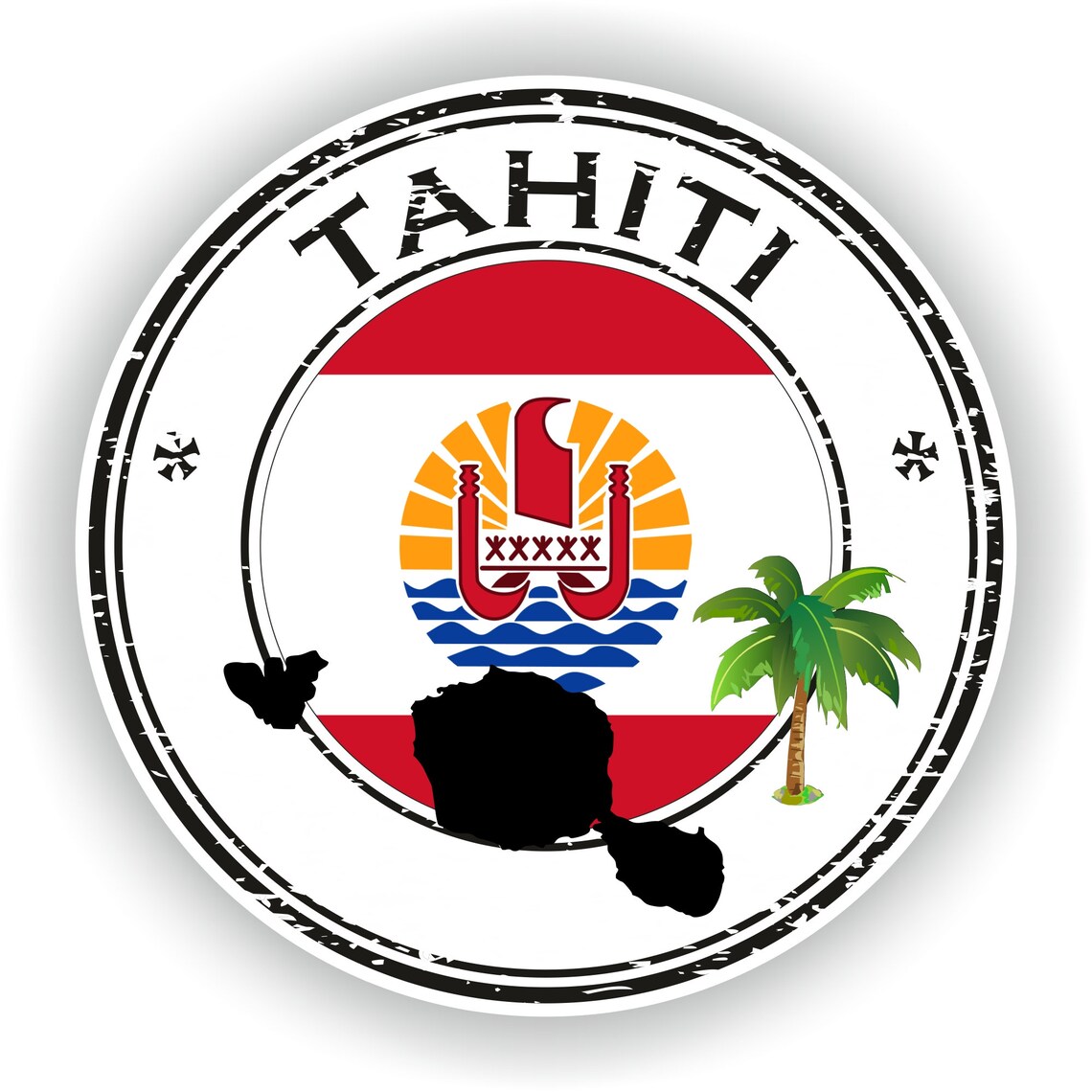 Tahiti Seal Sticker Round Flag for Laptop Book Fridge Guitar Motorcycle ...