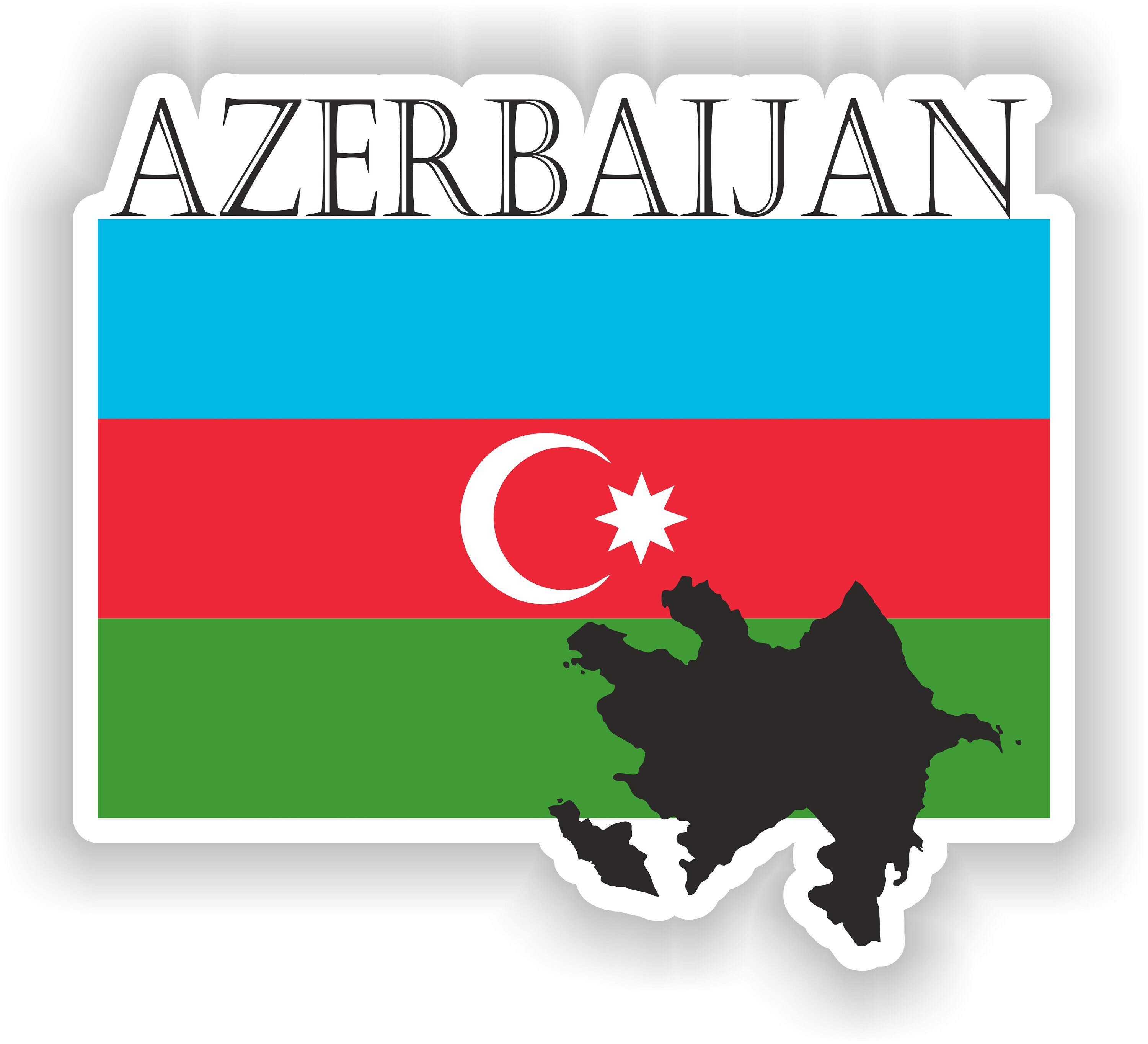 Azerbaijan Sticker Flag MF for Laptop Book Fridge Guitar Motorcycle ...