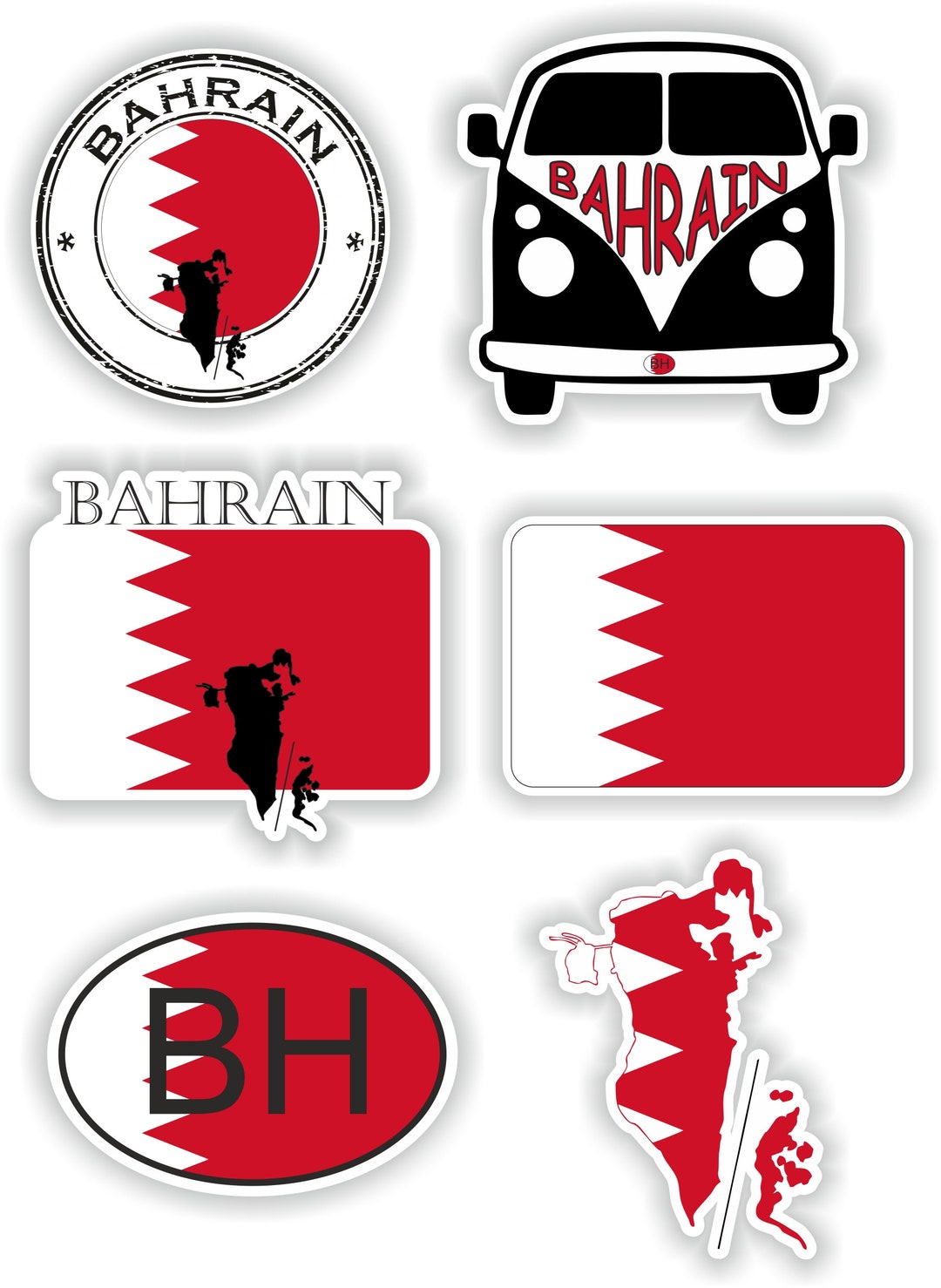 Bahrain Set of Stickers for Laptop Book Water Bottle Fridge Guitar ...