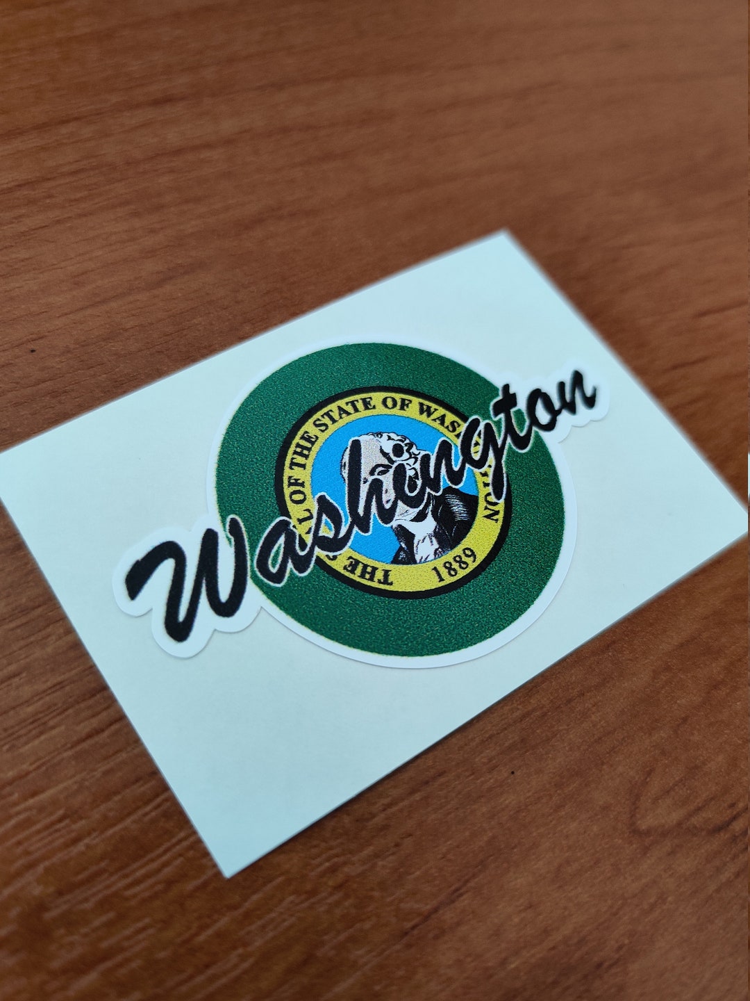 Washington USA Round Flag Sticker for Laptop Book Fridge Guitar ...