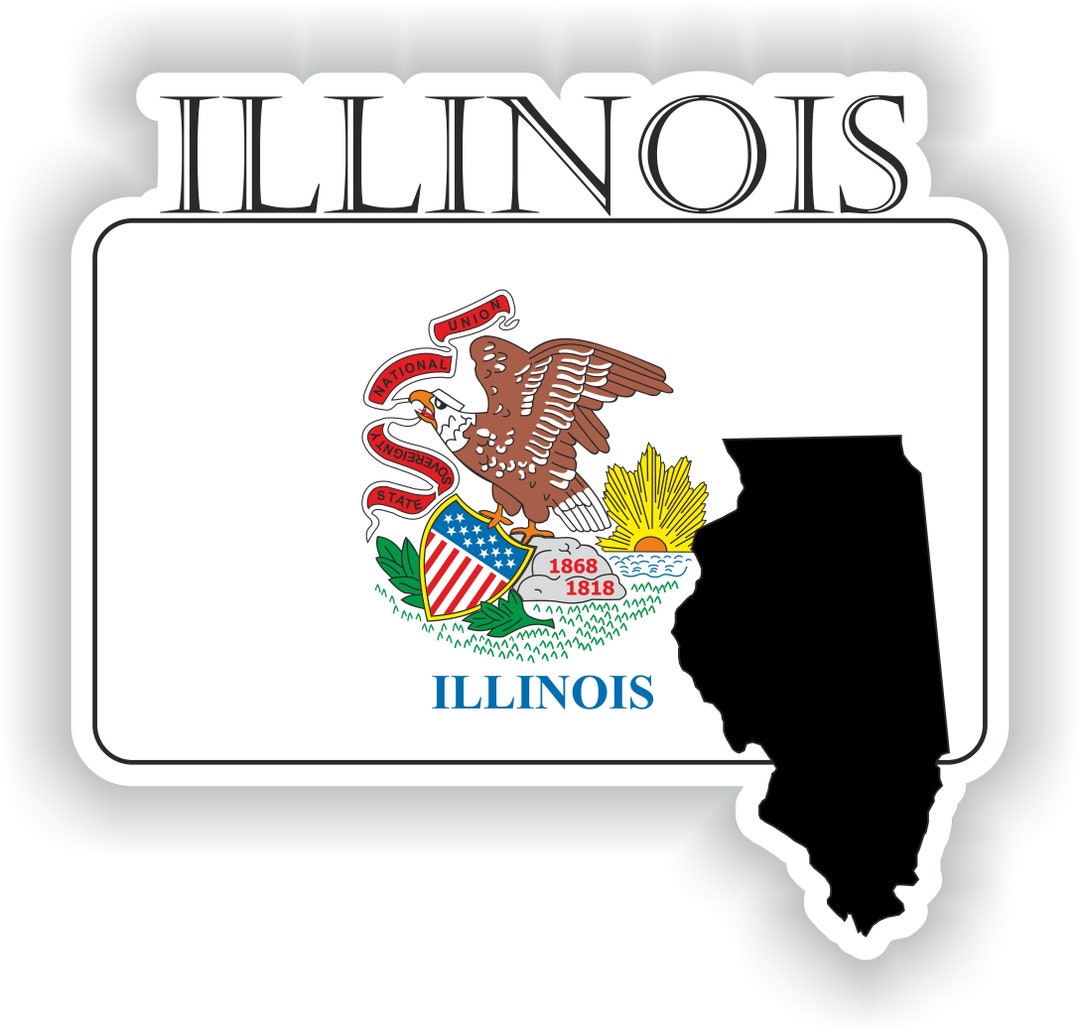 Illinois Sticker Flag MF for Laptop Book Fridge Guitar Motorcycle ...