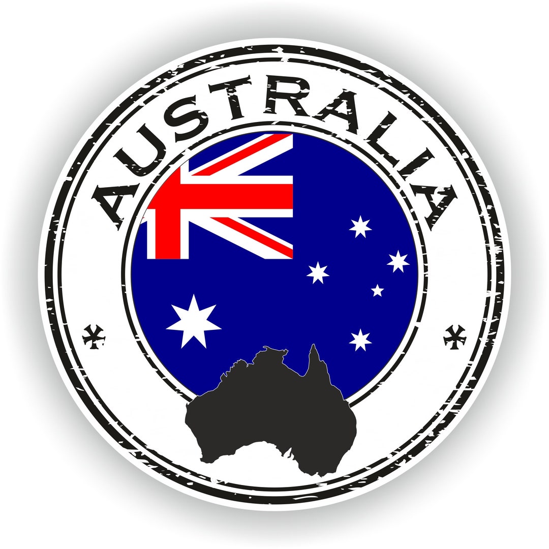 Australia #02 Seal Sticker Round Flag for Laptop Book Fridge Guitar ...