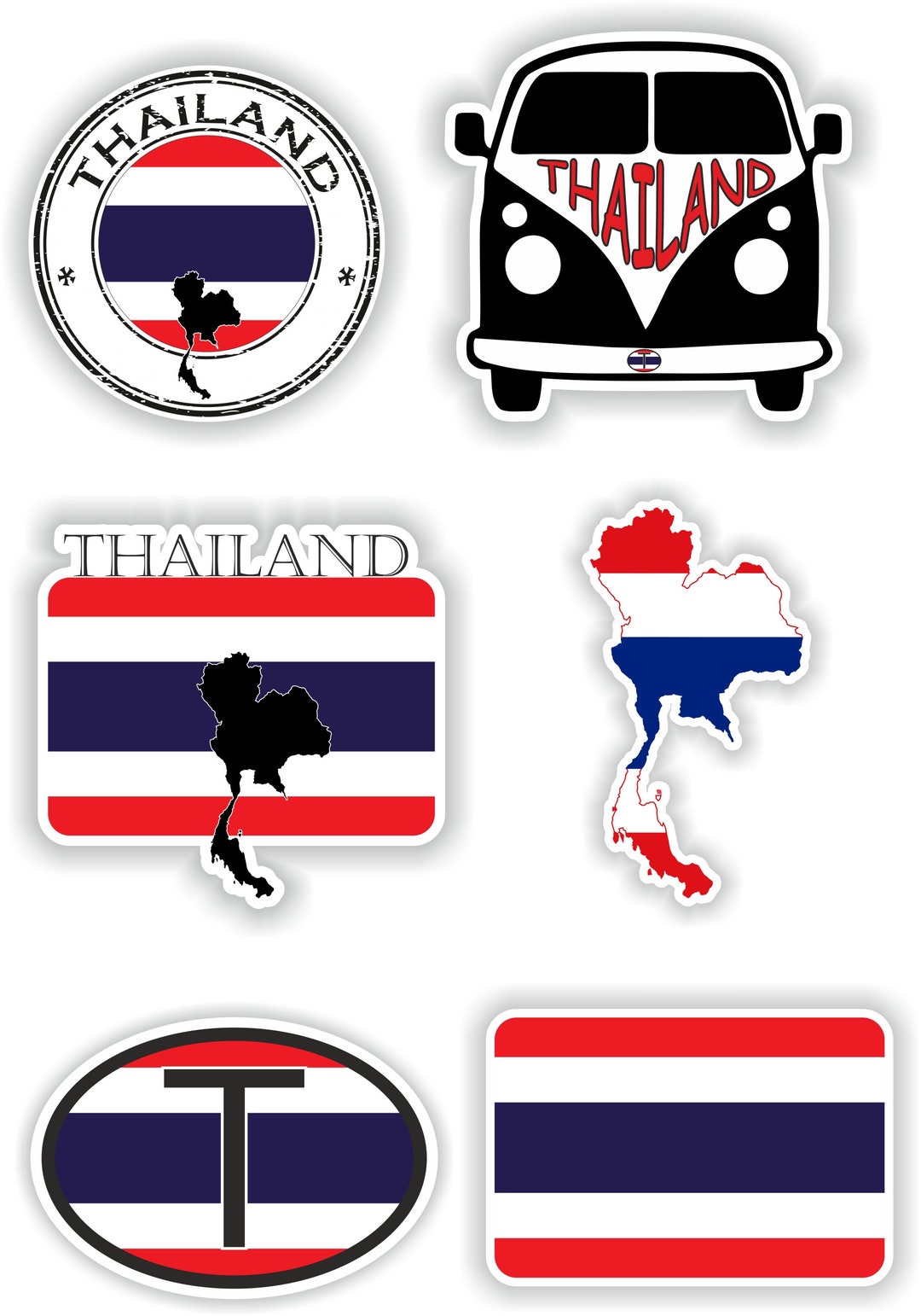 Thailand Set of Stickers for Laptop Book Water Bottle Fridge Guitar ...