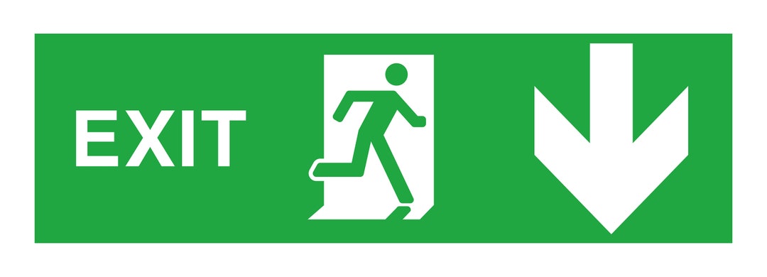 Exit Down Safety Warning Sticker for Bumper Car Laptop Book Suitcase ...