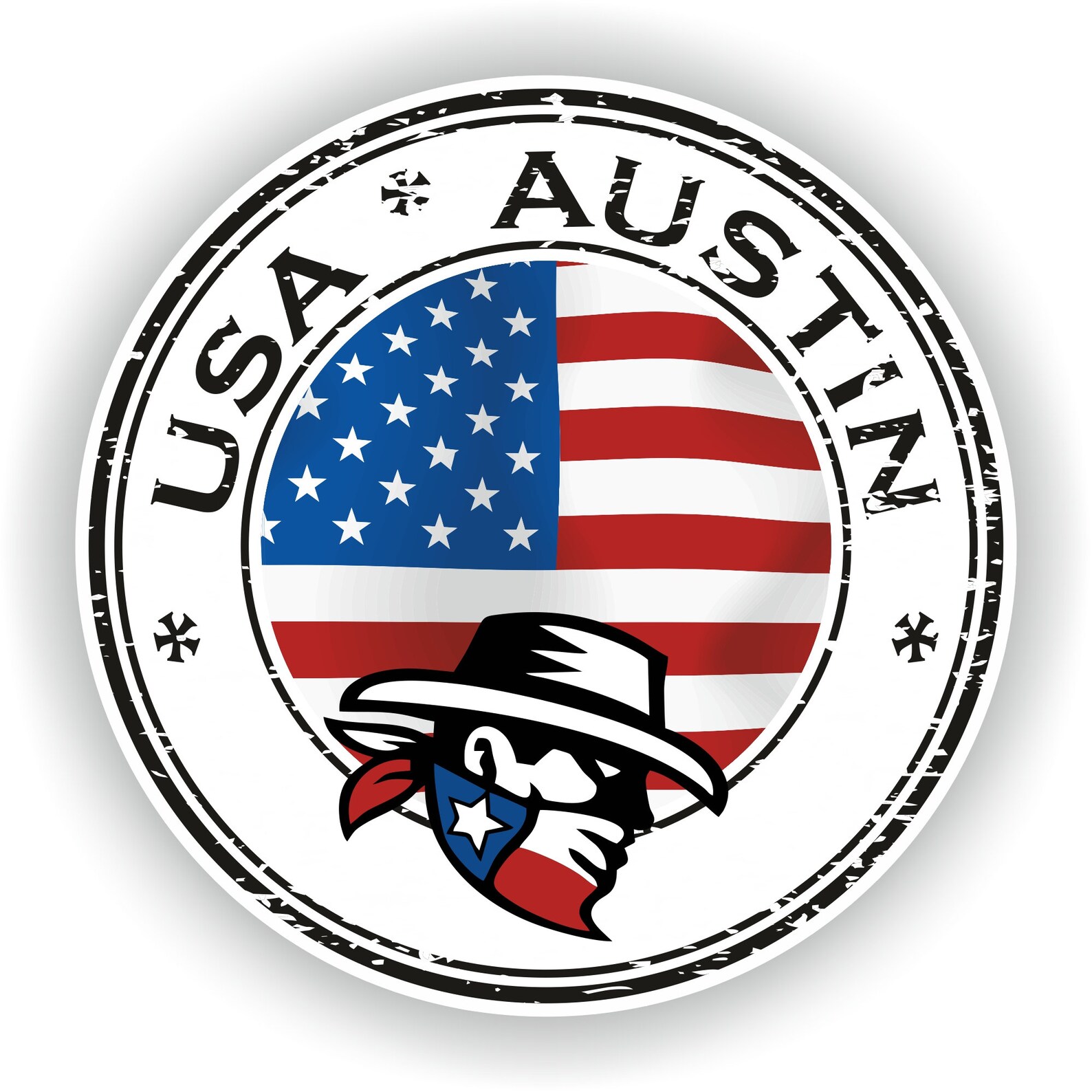USA Austin United States Seal Sticker Round Flag for Laptop Book Fridge ...