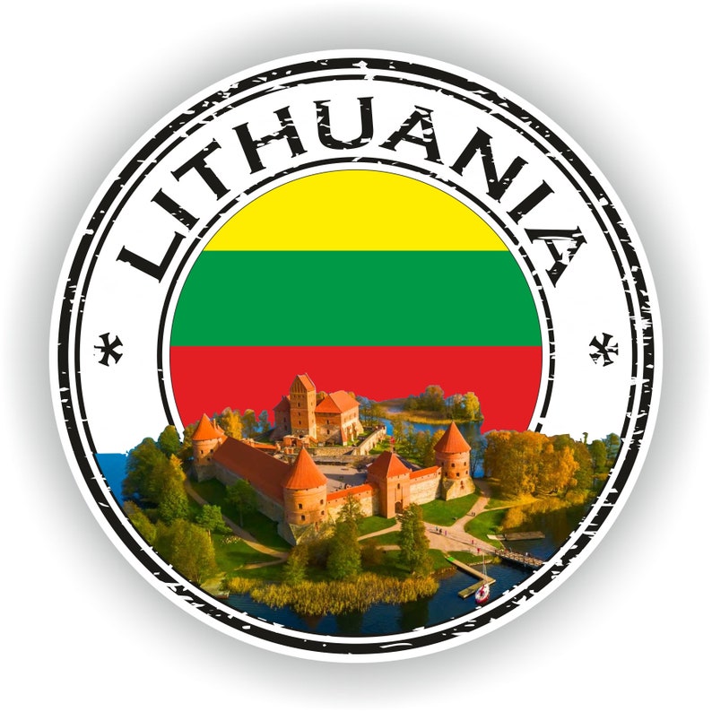 Lithuania Seal Sticker Round Flag For Laptop Book Fridge Guitar