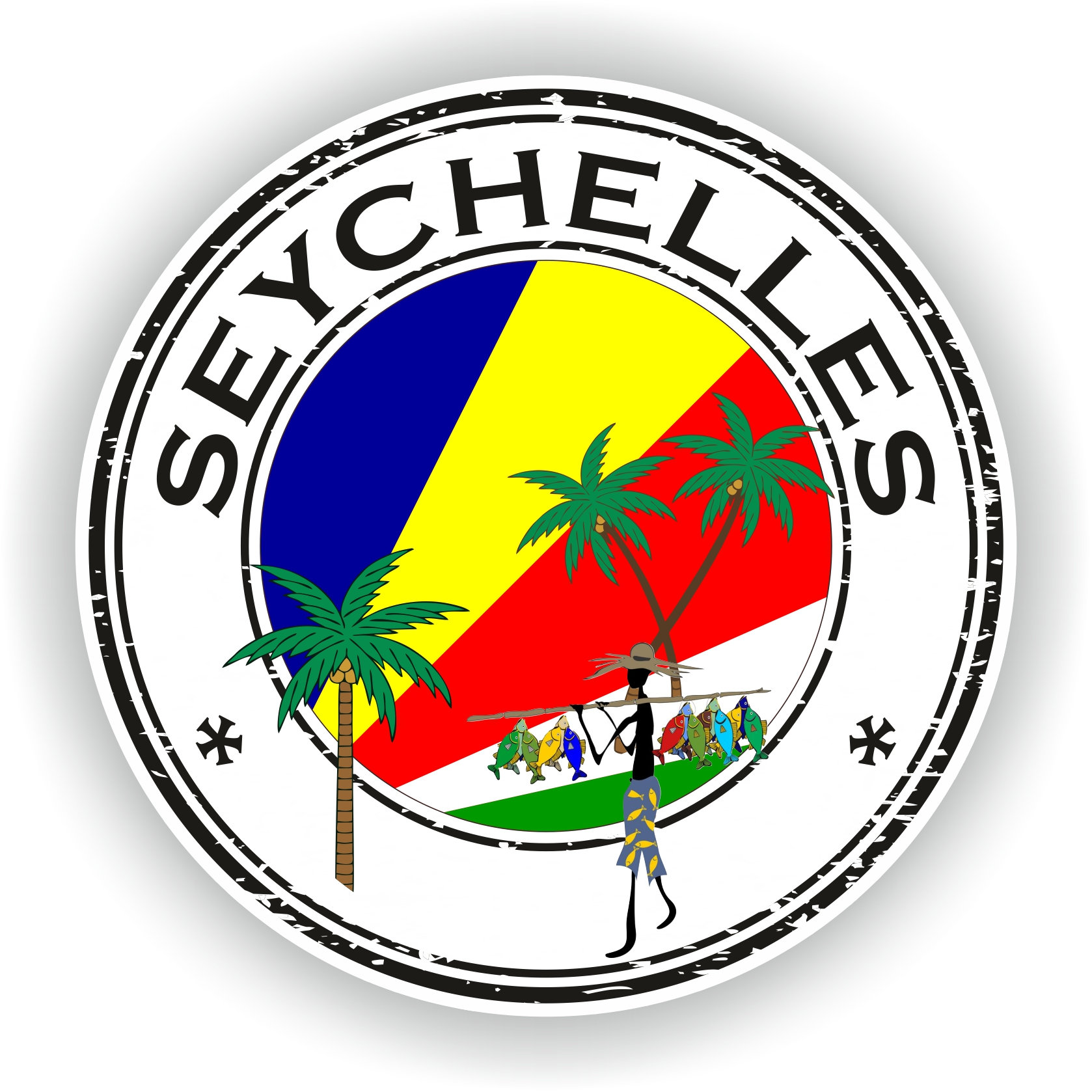 Seychelles Seal Sticker Round Flag for Laptop Book Fridge Guitar ...