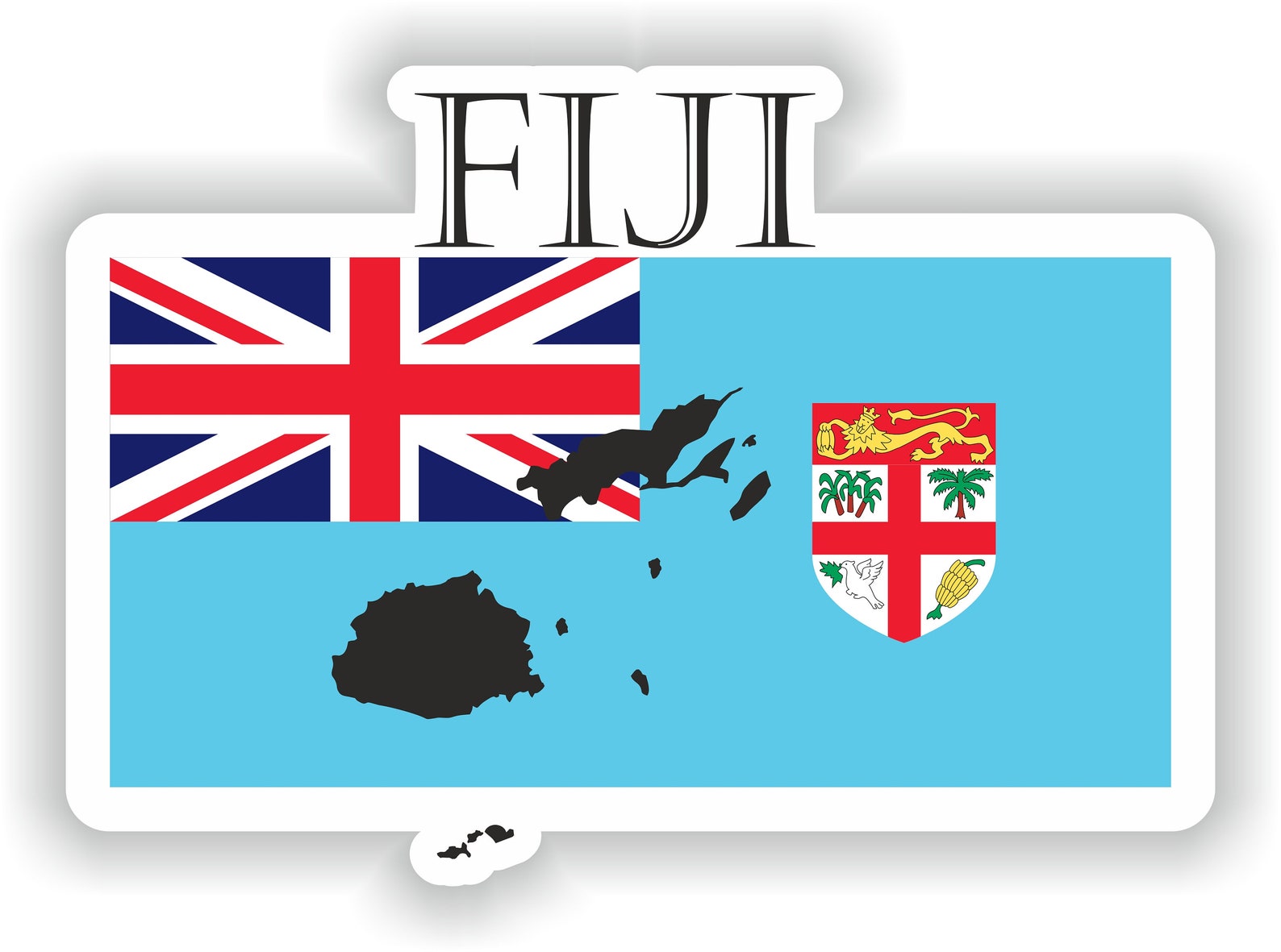 Fiji Sticker Flag MF for Laptop Book Fridge Guitar Motorcycle Helmet ...