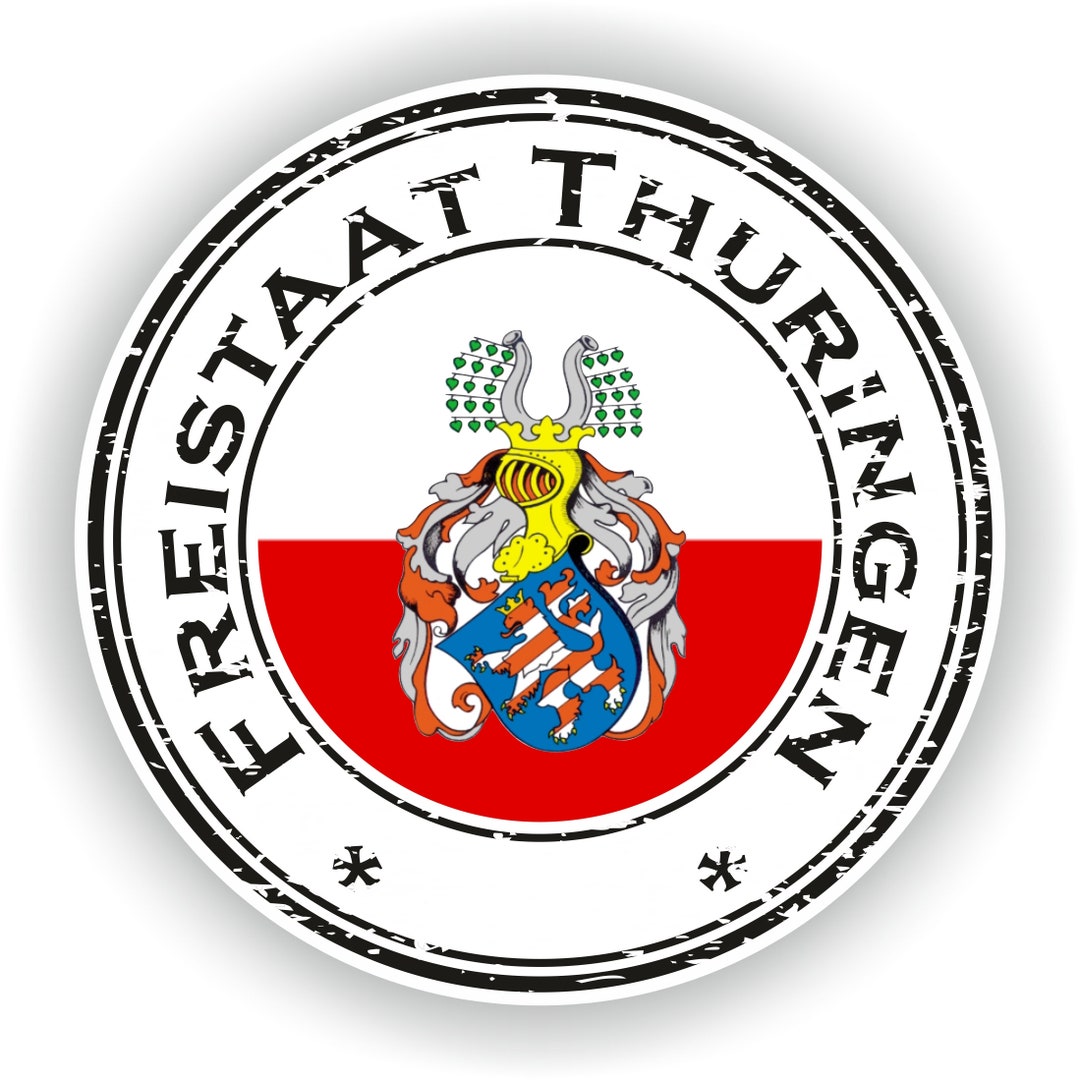 Freistaat Thuringen Germany Seal Sticker Round Flag for Laptop Book ...