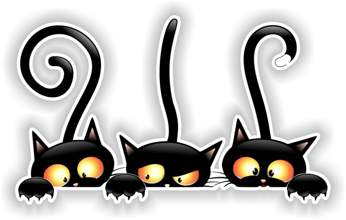 Black Cats Funny Sticker for Bumper Car Van Truck Motorcycle Helmet ...