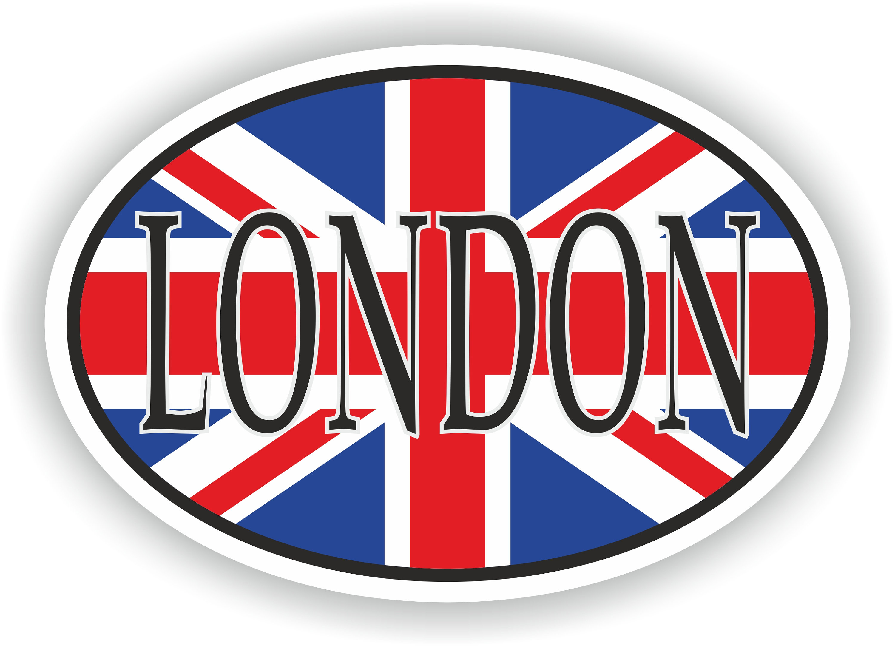 London United Kingdom UK City Country Code Oval Sticker With Flag for ...