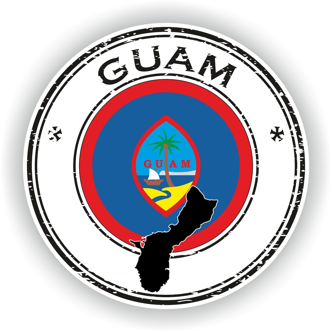 Guam Seal Sticker Round Flag for Laptop Book Fridge Guitar Motorcycle ...