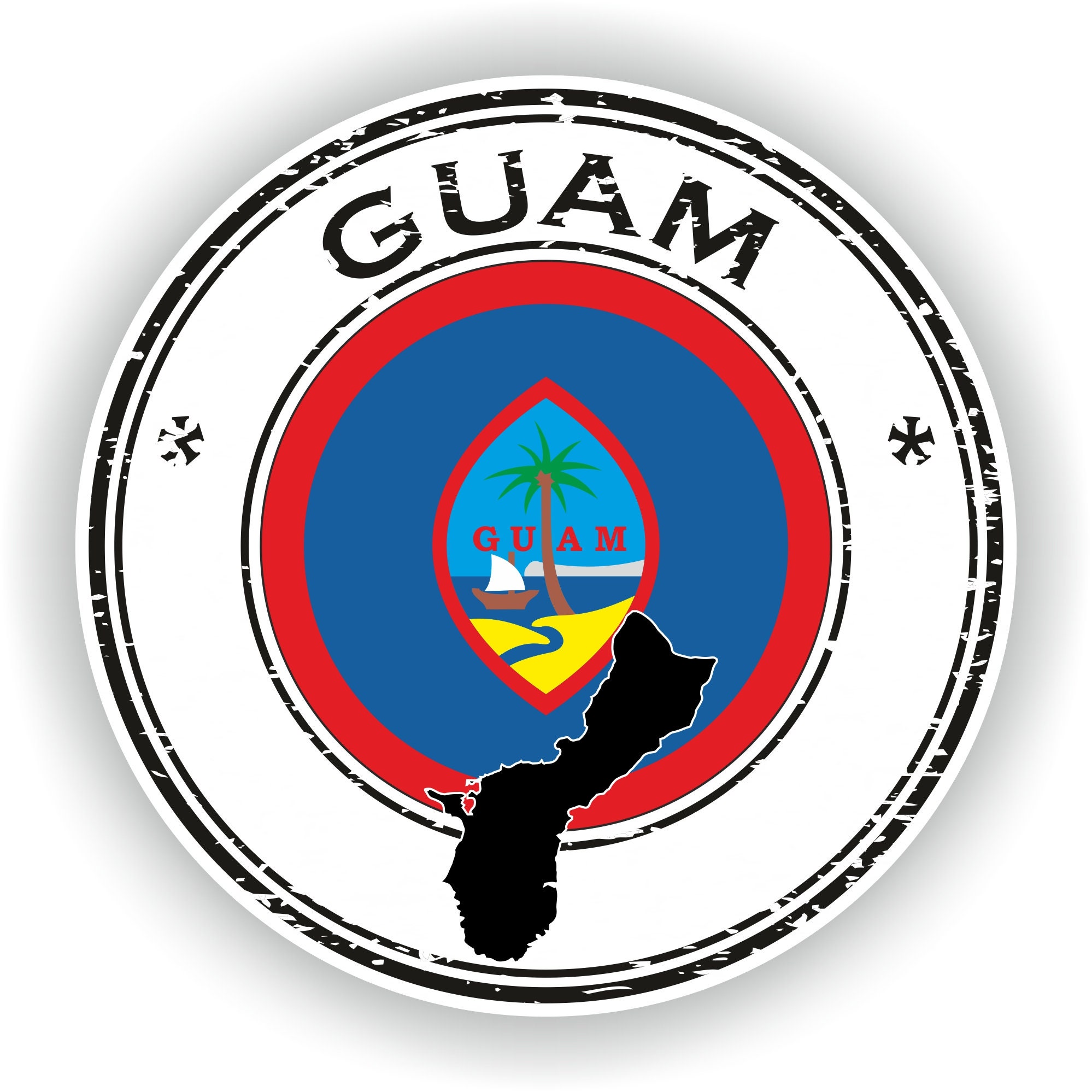 Guam Seal Sticker Round Flag for Laptop Book Fridge Guitar - Etsy