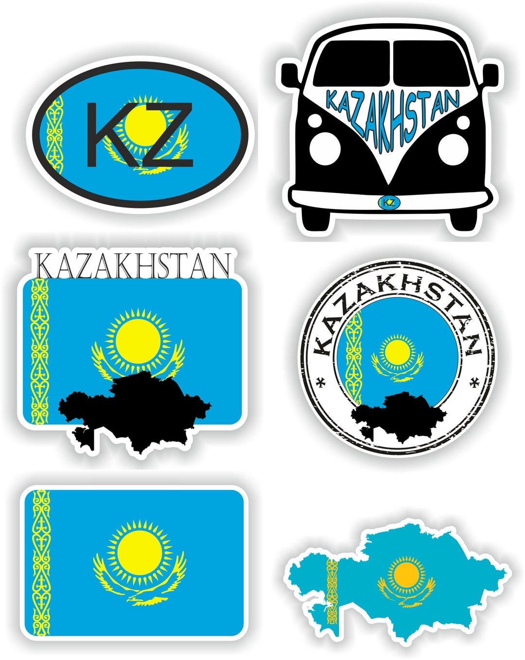 KAZAKHSTAN Set of Stickers for Laptop Book Water Bottle Fridge Guitar ...