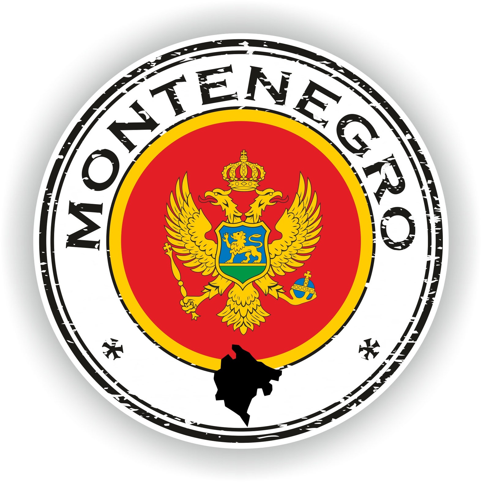 Montenegro Seal Sticker Round Flag for Laptop Book Fridge Guitar ...