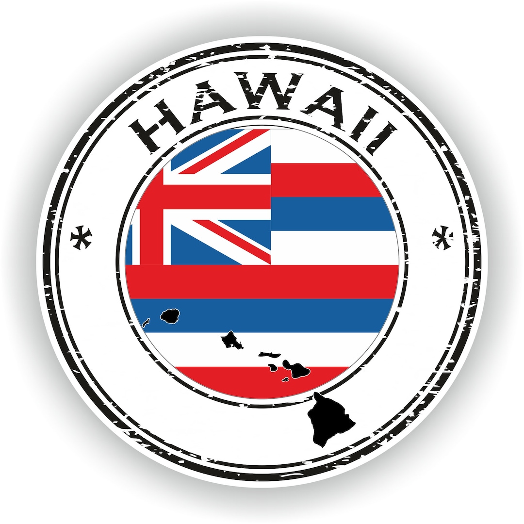 Hawaii Seal Sticker Round Flag for Laptop Book Fridge Guitar Motorcycle ...