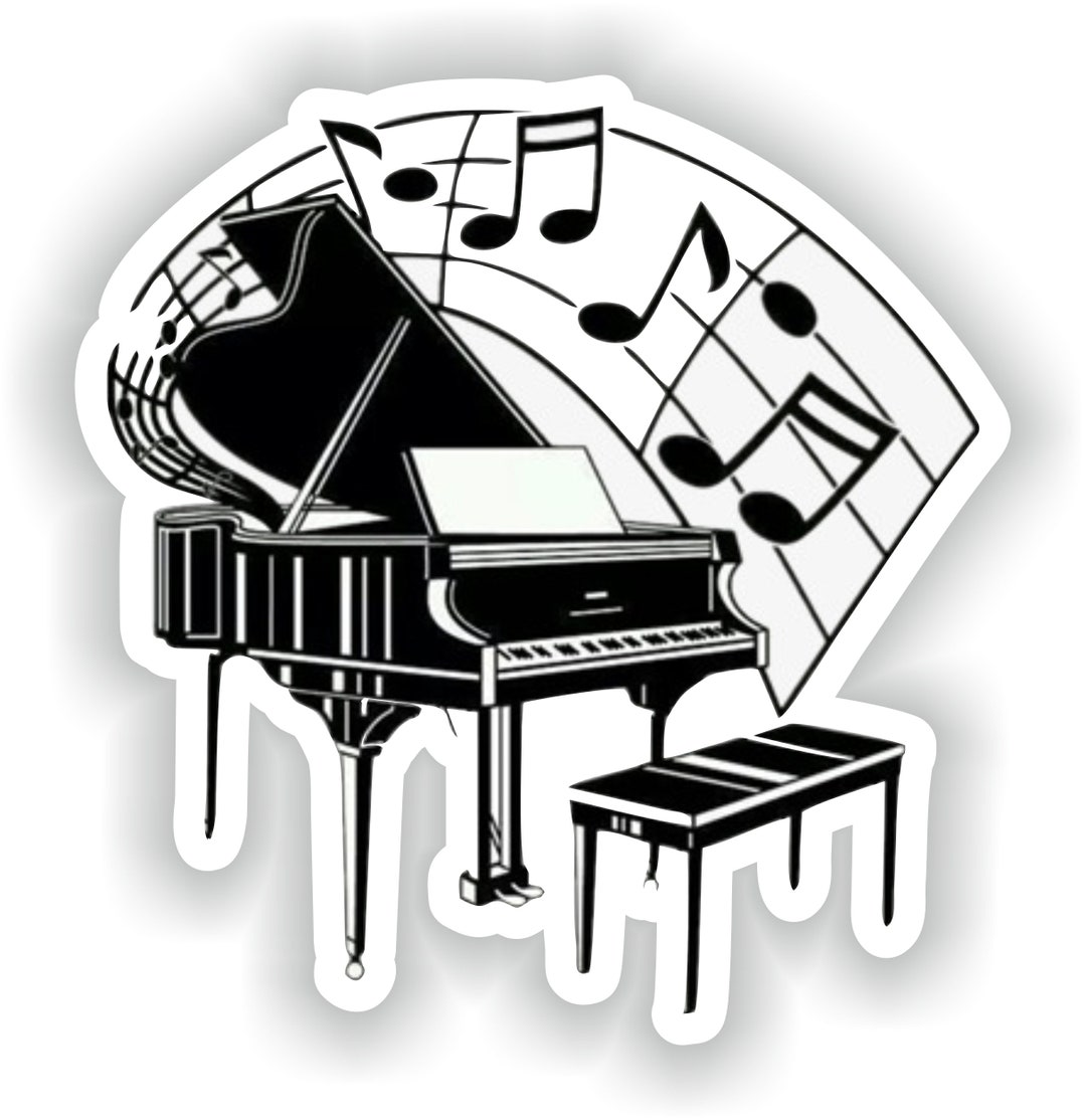 Piano Sticker for Bumper Car Van Truck Laptop Tablet Motorcycle Helmet ...