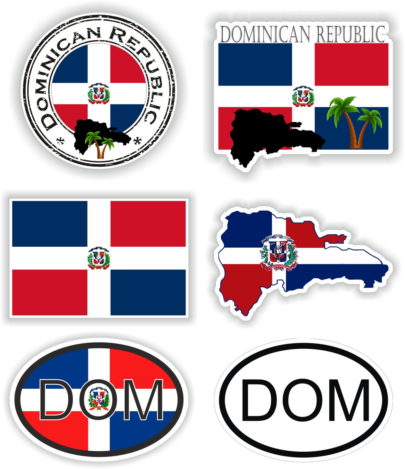 Dominican Republic Set of Stickers for Laptop Book Water Bottle Fridge ...