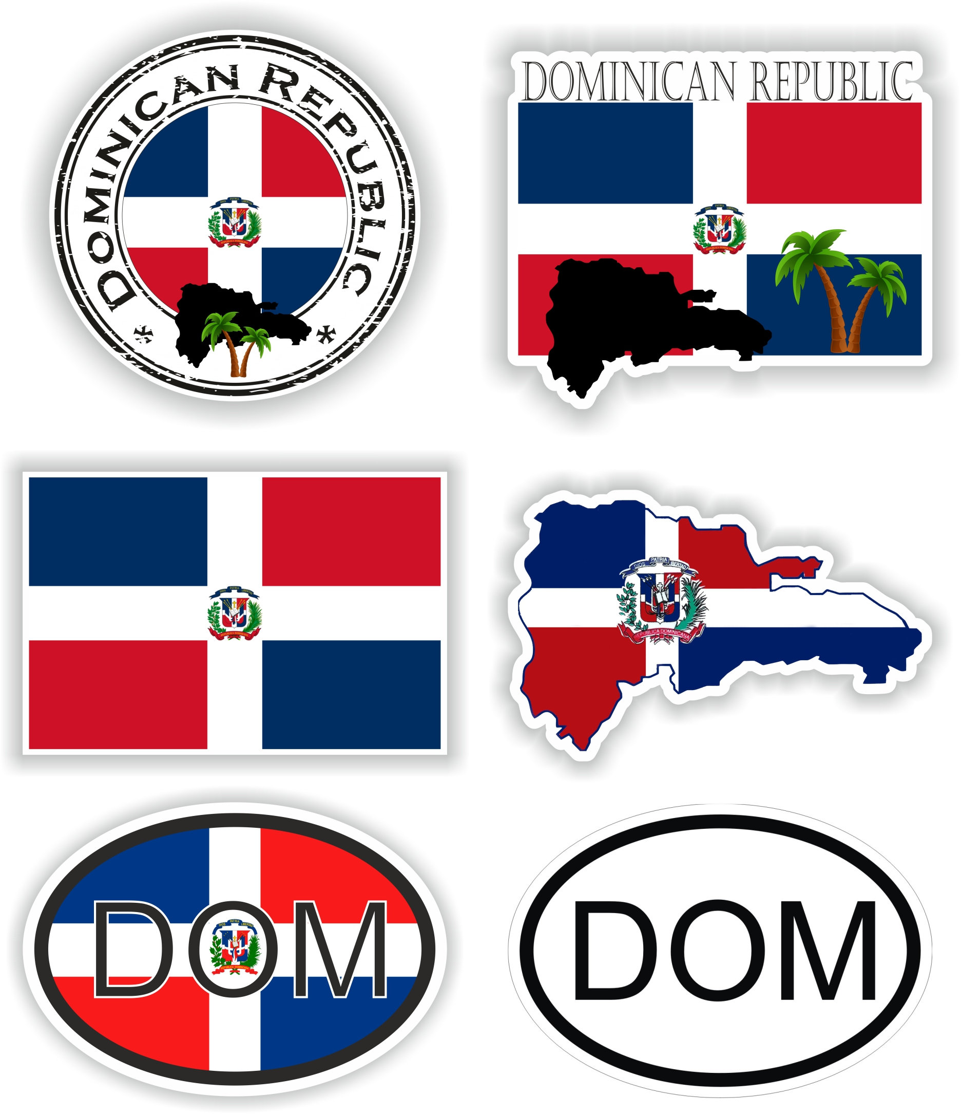 Dominican Republic Set of Stickers for Laptop Book Water Bottle Fridge ...