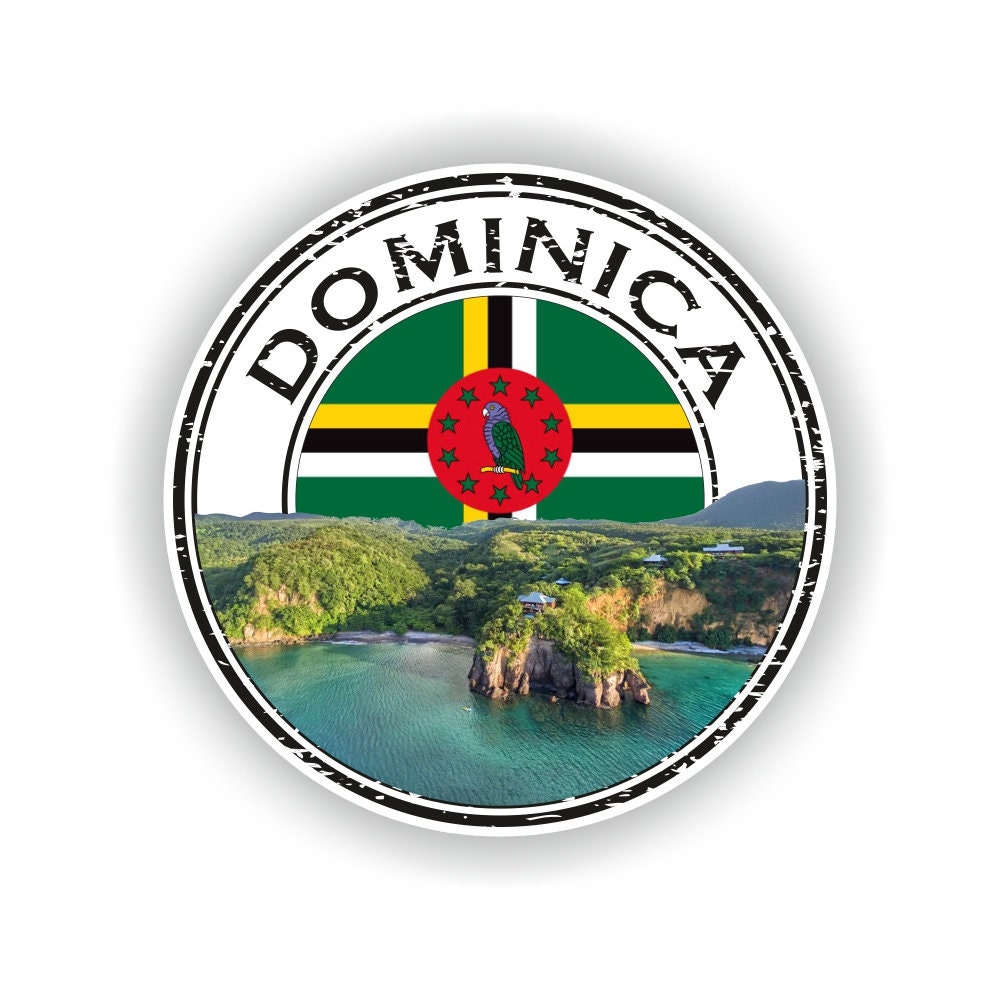Dominica the Caribbean Island Seal Sticker Round Flag for Laptop Book ...